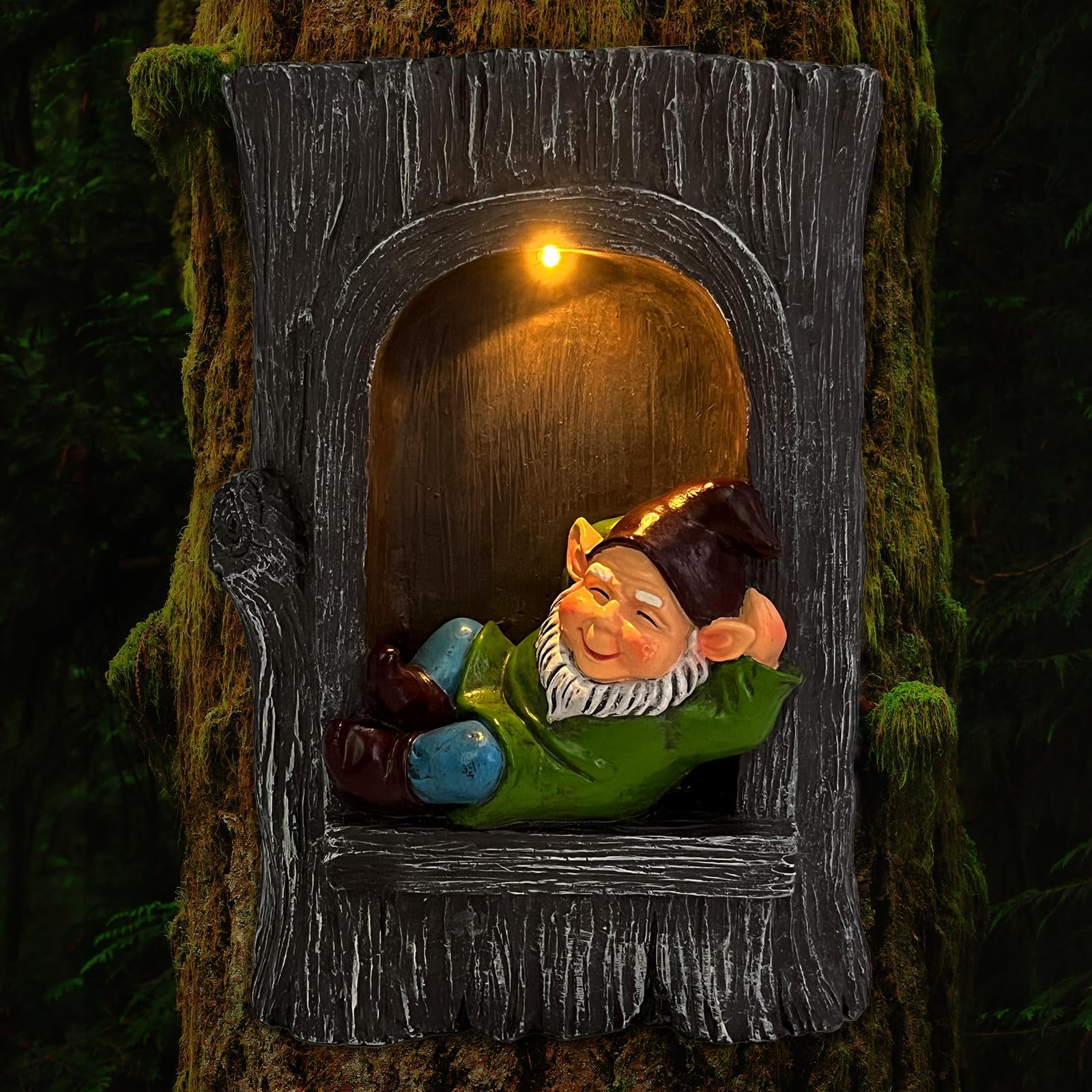 SAIKOGITL Outdoor Decor Charm - Solar-Powered Tree Face Gnome Statue ...