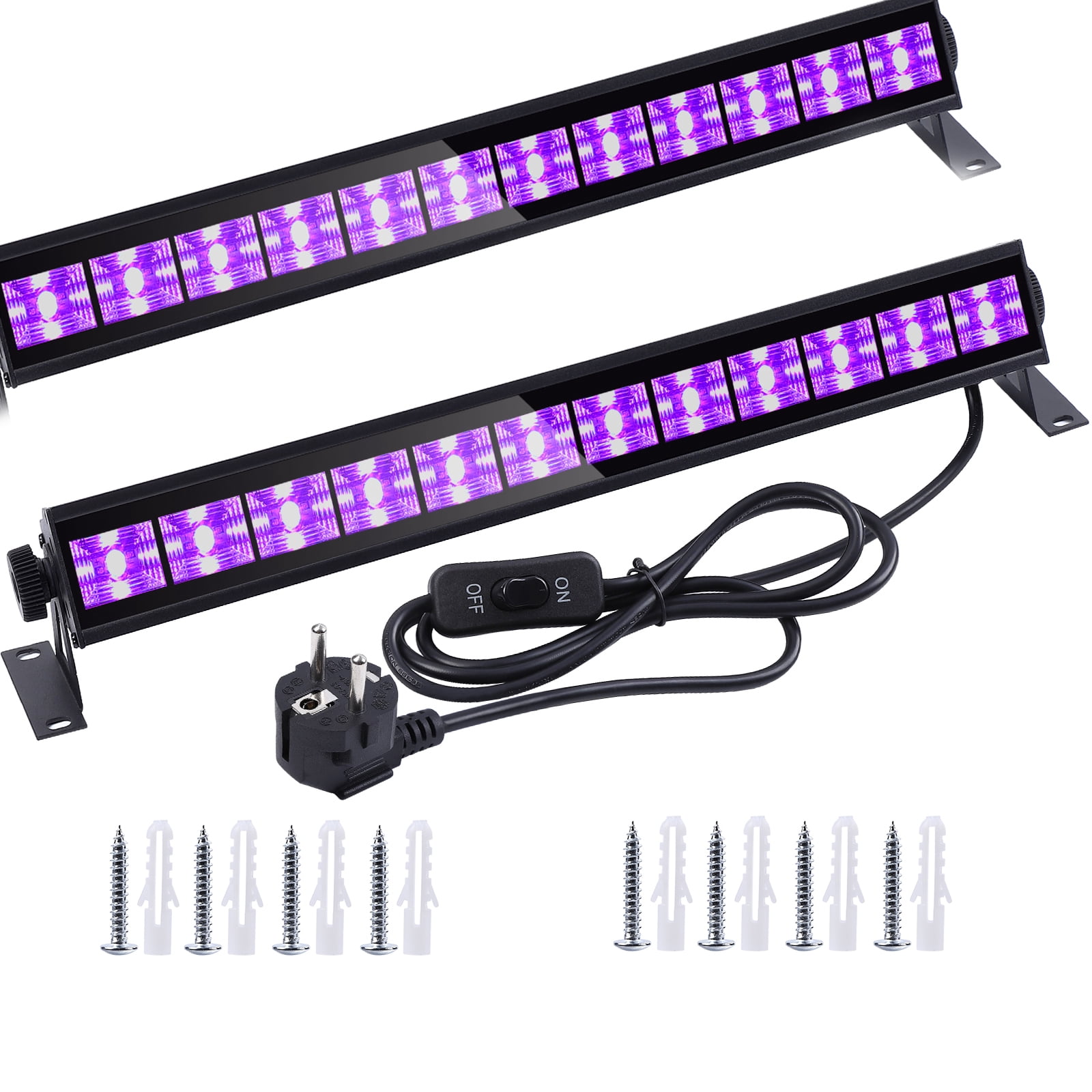 SAINSPEED 2 Pack 12 LED Black Lights, Blacklight Bars with Plug and ...
