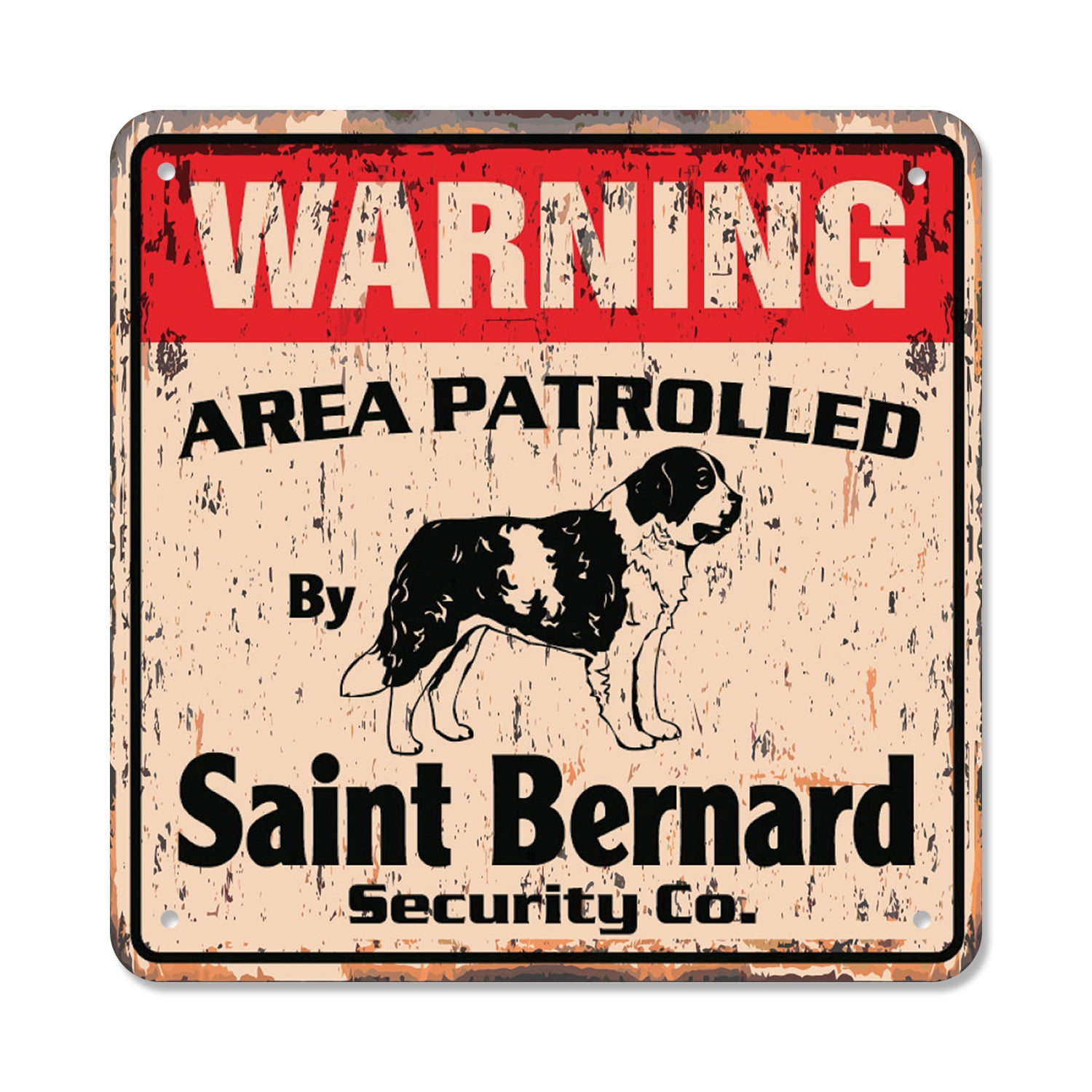 SAINT BERNARD Vintage Security Sign Area Patrolled pet owner dog lover ...