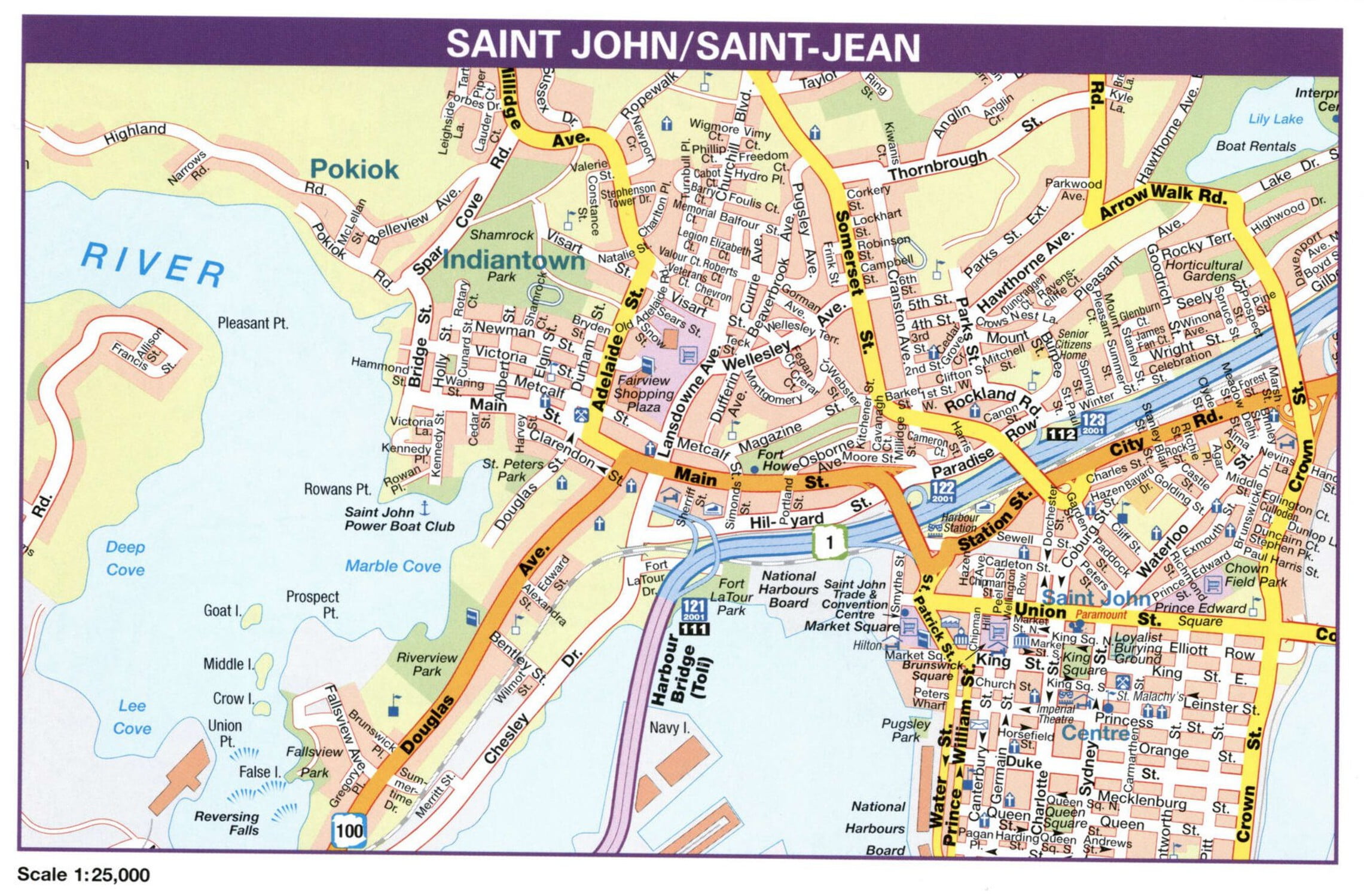 Saint John Nb Canada Map Glossy Poster Picture Photo Print Banner ...
