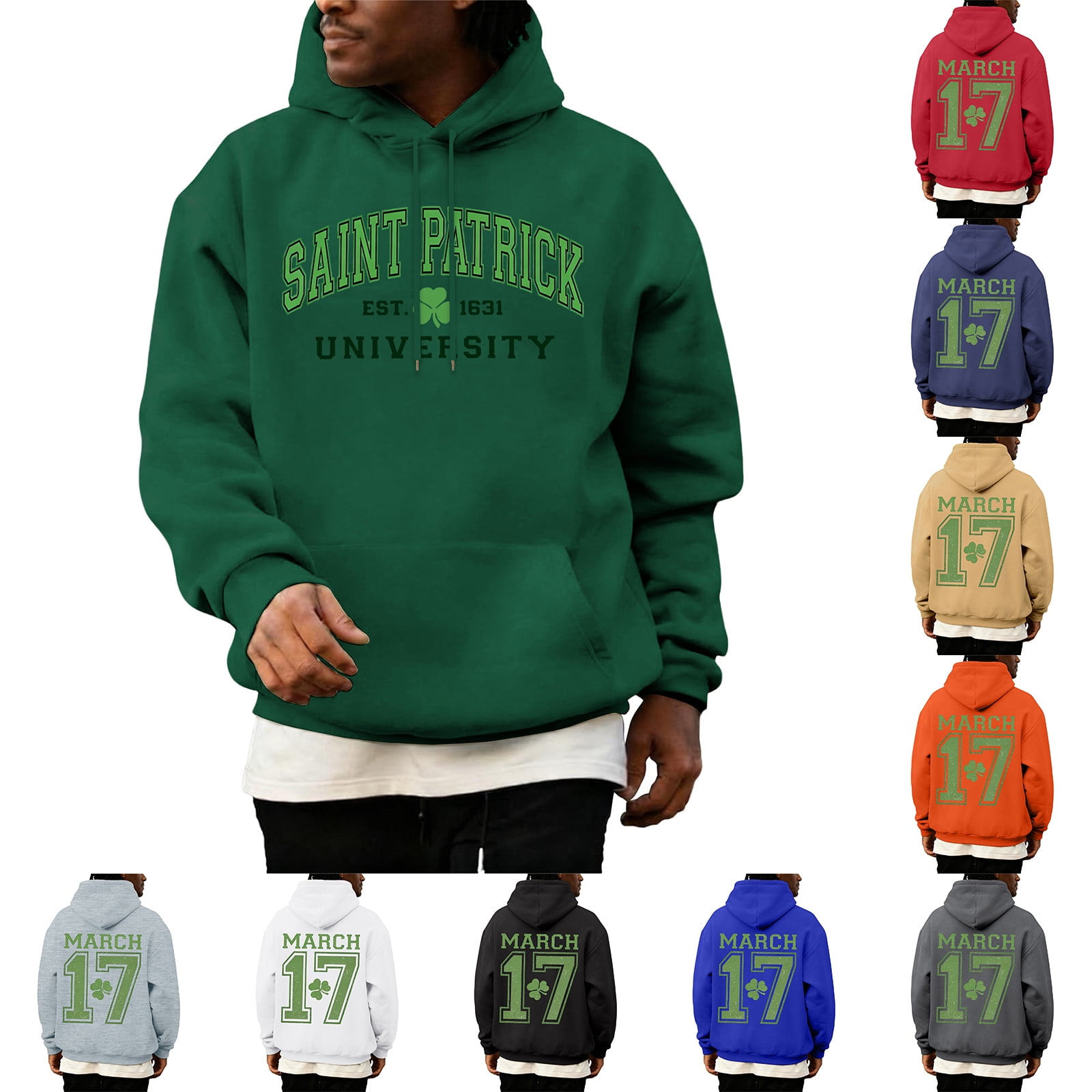 SAINT PATRICK UNIVERSITY Men's St. Patrick's Day Letter Print Hooded ...