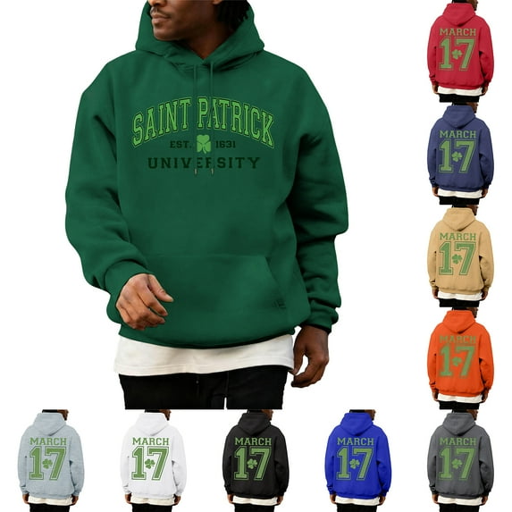 SAINT PATRICK UNIVERSITY Men's St. Patrick's Day Letter Print Hooded ...