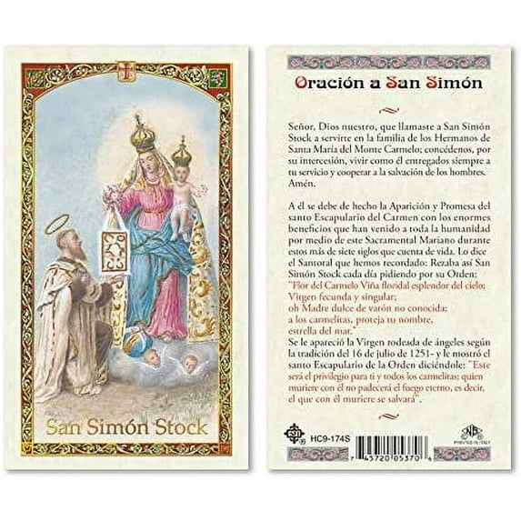 SAINT SIMON SPANISH HOLY CARD LAMINATED PRAYER CARDS - Walmart.com