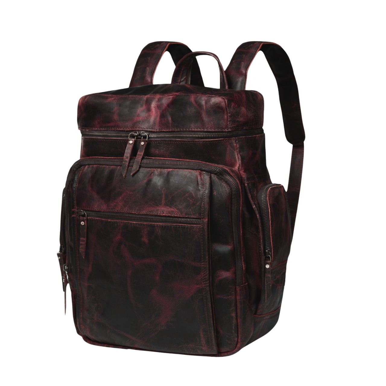 SAINTSTAG Leather Backpack for Men, 16-inch, Dark Maroon Backpack for ...