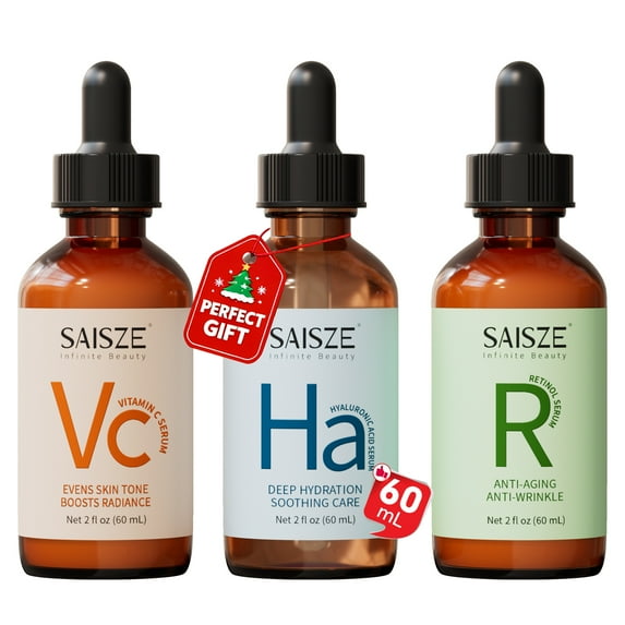 SAISZE Face Serum Set, Retinol, Vitamin C & Hyaluronic Acid, Anti-Aging ...