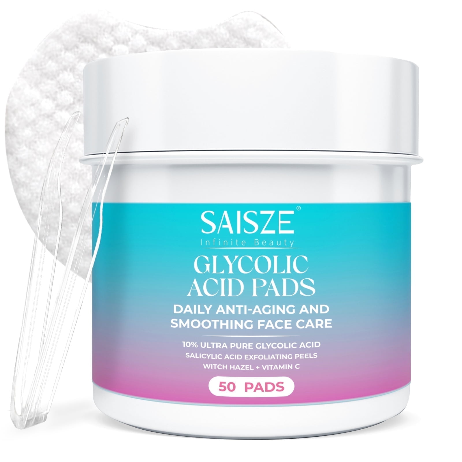 SAISZE Glycolic Acid Pads for Face, 10% Glycolic Acid & Salicylic Acid ...