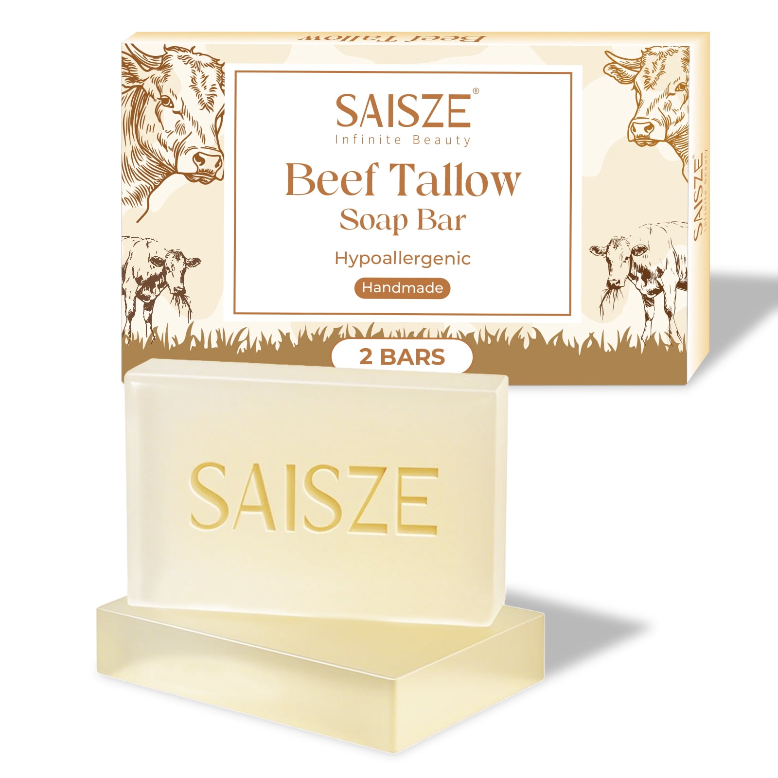 Saisze Tallow Soap Bar with Shea Butter Olive Oil for Sensitive Skin ...