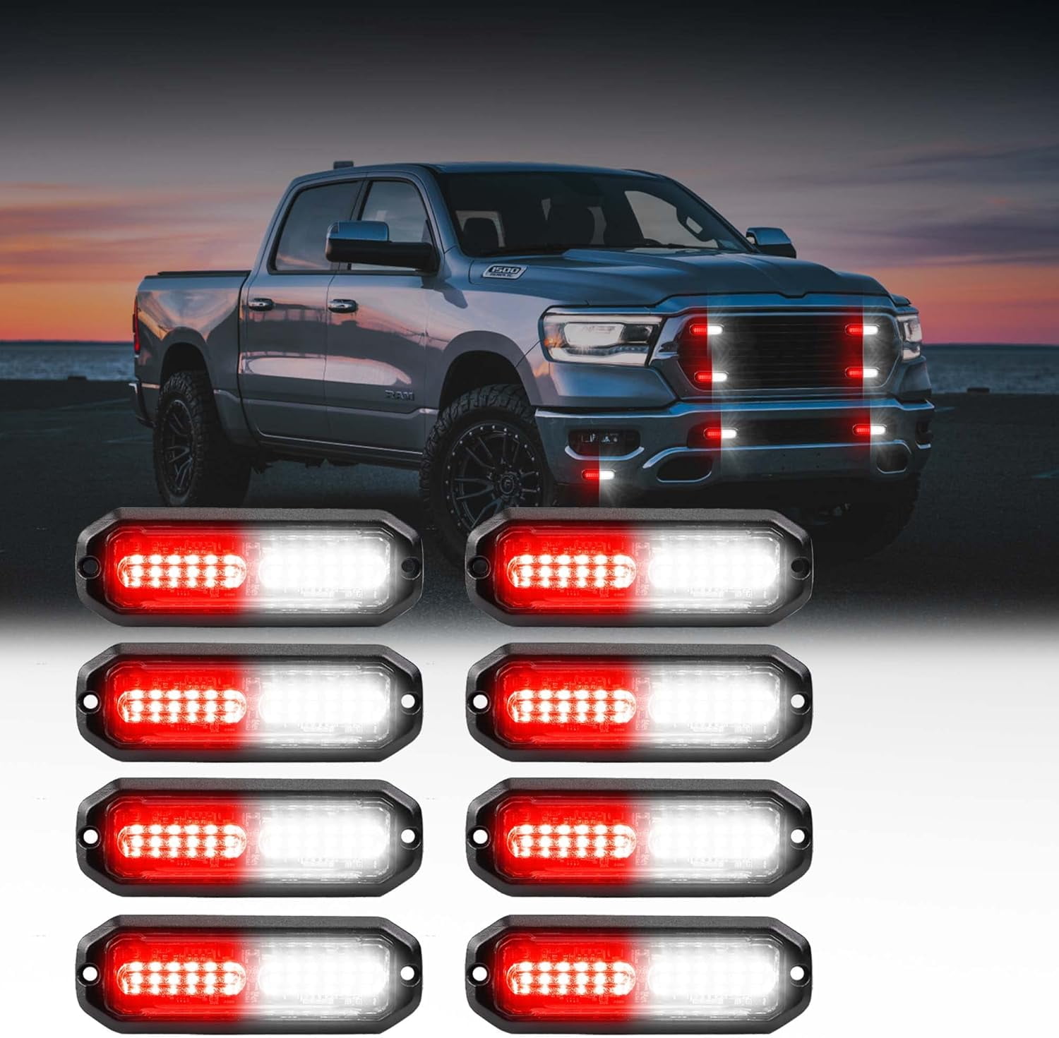 SAIYA 12 Led POV Emergency Fire Strobe Lights, Red White Firefighter ...