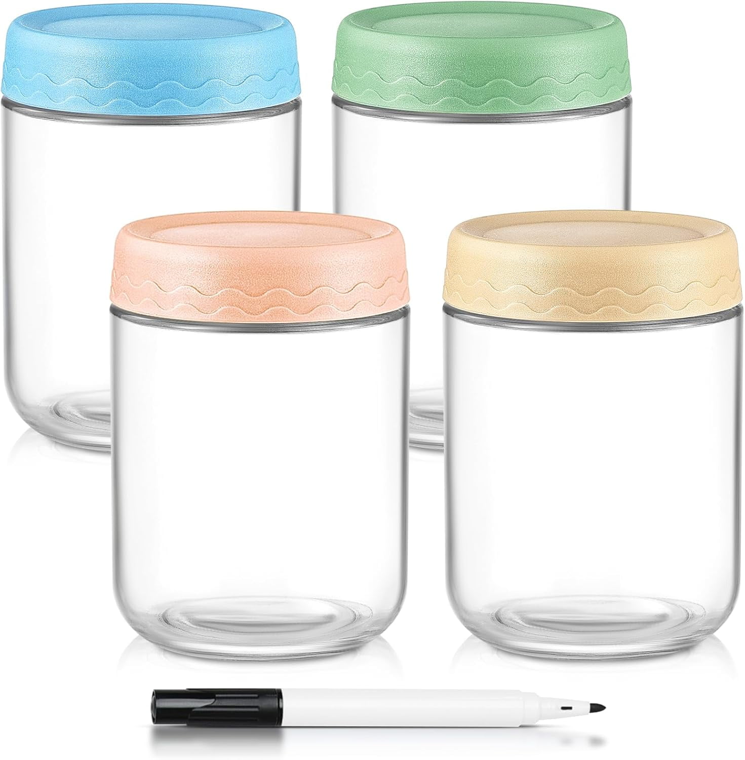 SAIYA 16 Oz Overnight Oats Containers with Lids - 4 Pack Glass Storage ...