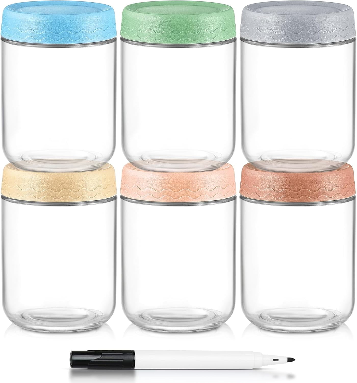 SAIYA 16 Oz Overnight Oats Containers with Lids - 6 Pack Glass Storage ...