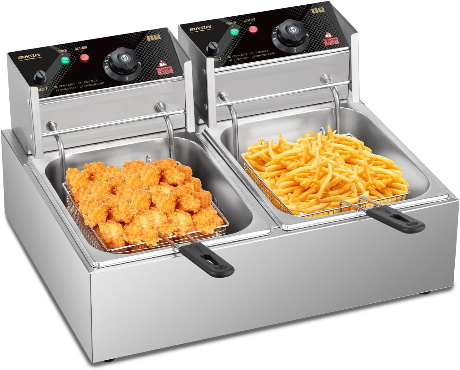 SAIYA 22.8QT/21.6L Electric Deep Fryer, Countertop Commercial Stainless ...