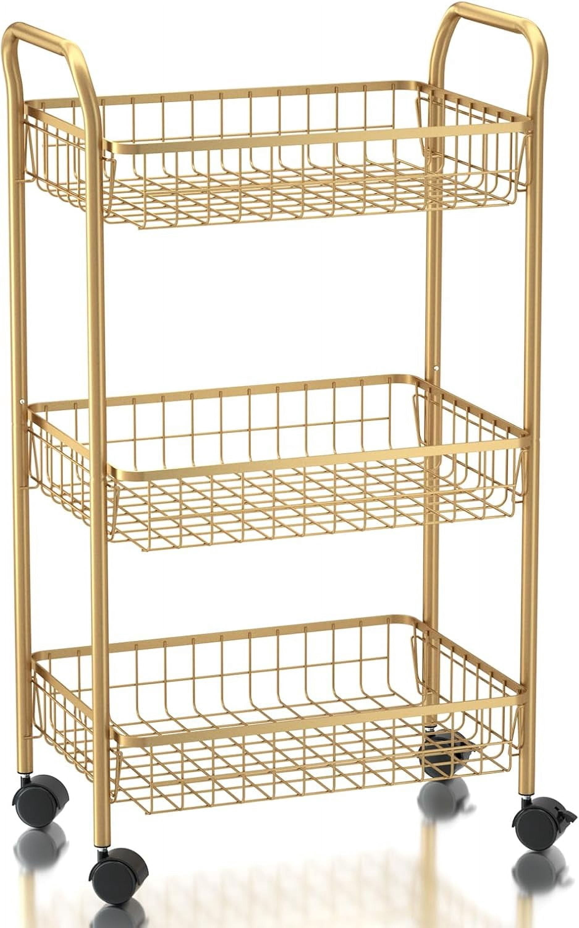 SAIYA 3-Tier Rolling Utility Cart, Storage Trolley Service Cart with ...