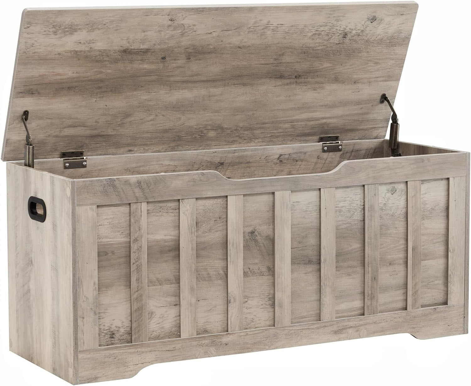 SAIYA 43.3" Extra Large Wooden Storage Chest with Safety Hinges (Greige ...