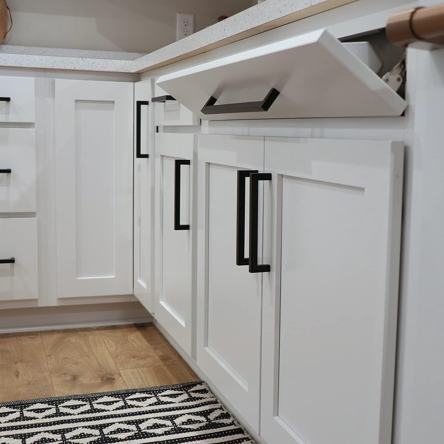 SAIYA 60 Pack Black Metal Modern Rectangular Pull Handles 4 Inch Hole ...