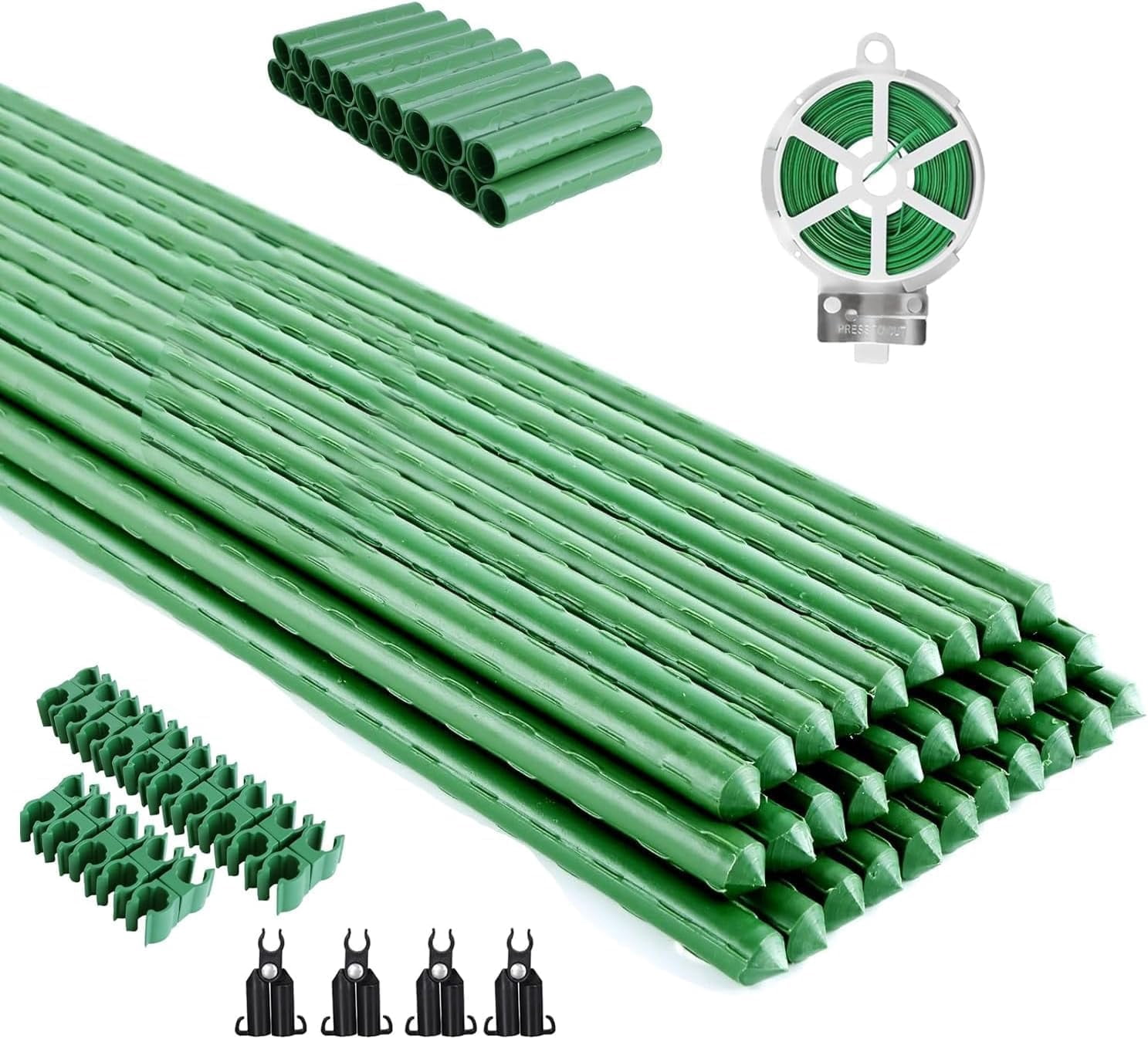 SAIYA 72 Pcs Garden Stakes 30 Sets 16 Inch Steel Tomato Plant Stakes ...