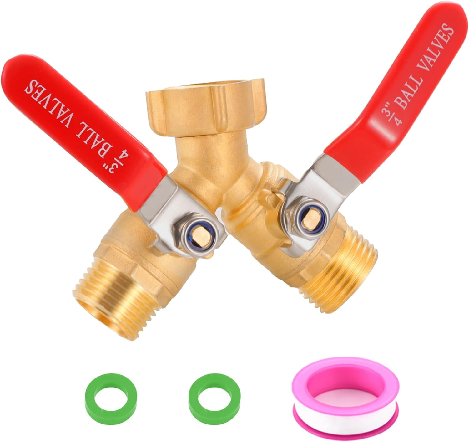 SAIYA Brass Garden Hose Splitter 2 Way Heavy Duty, Y Valve Hose ...