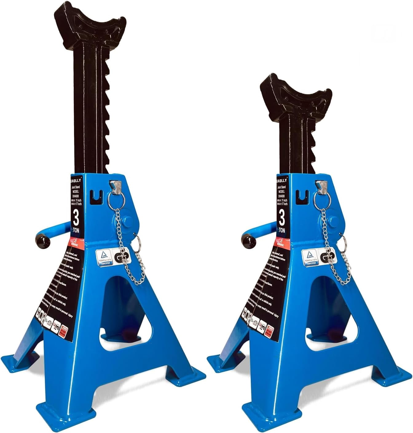SAIYA Car Jack Stands 3 Ton with Double Locking and Large Foot Base for ...