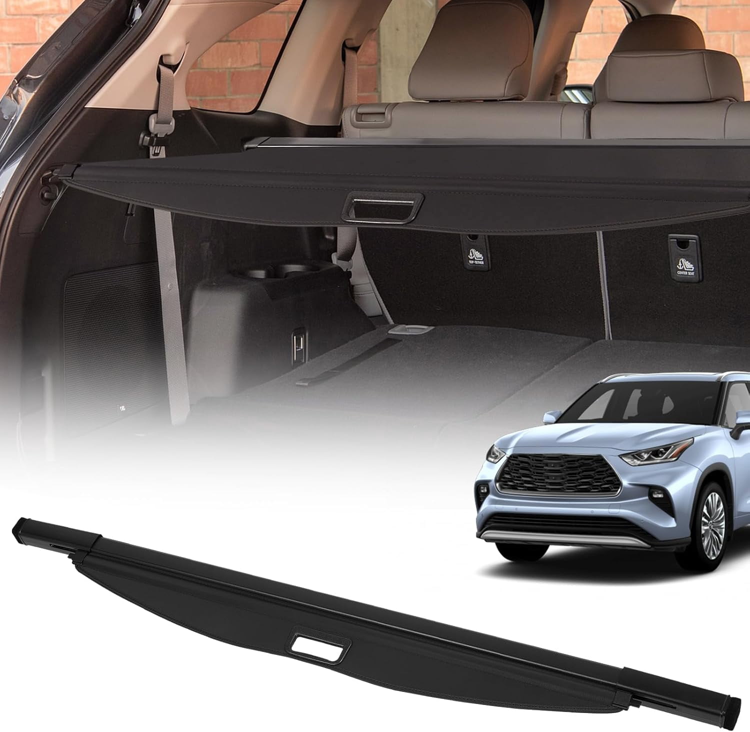SAIYA Cargo Cover for Toyota Highlander 2020-2024 2025 Cargo Rear Cover ...