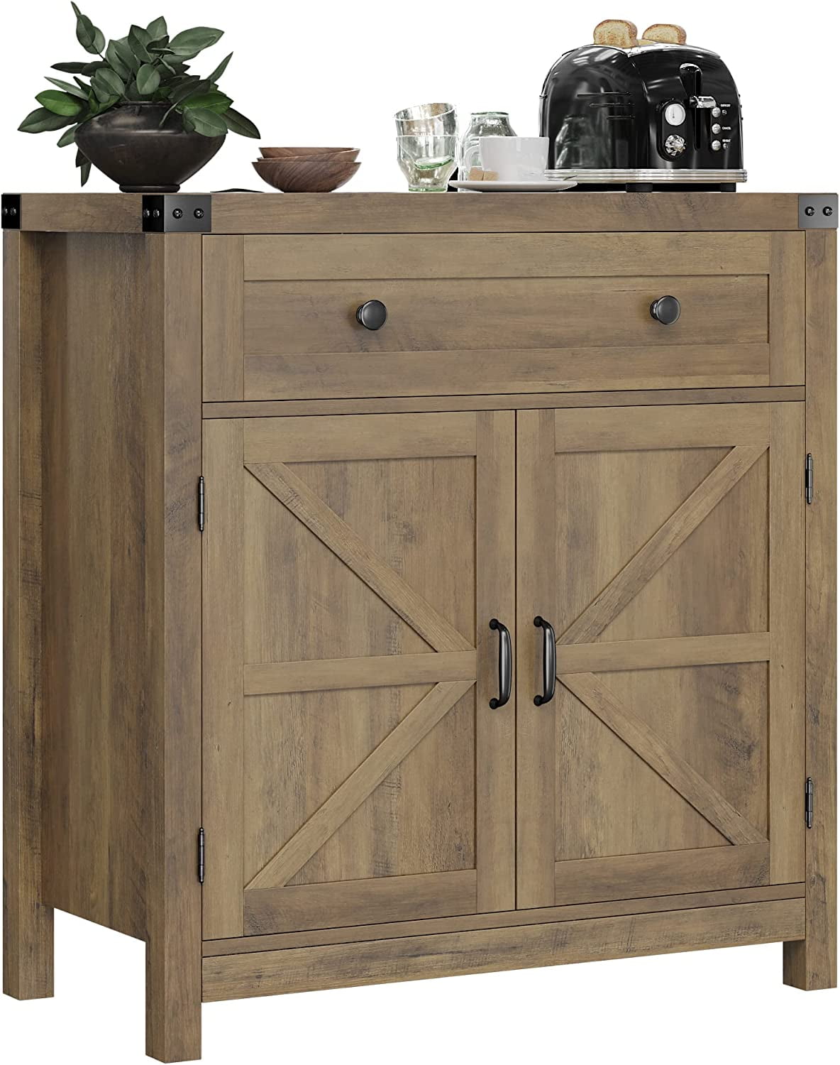 SAIYA Coffee Bar Cabinet, Kitchen Storage Cabinet, Modern Farmhouse ...