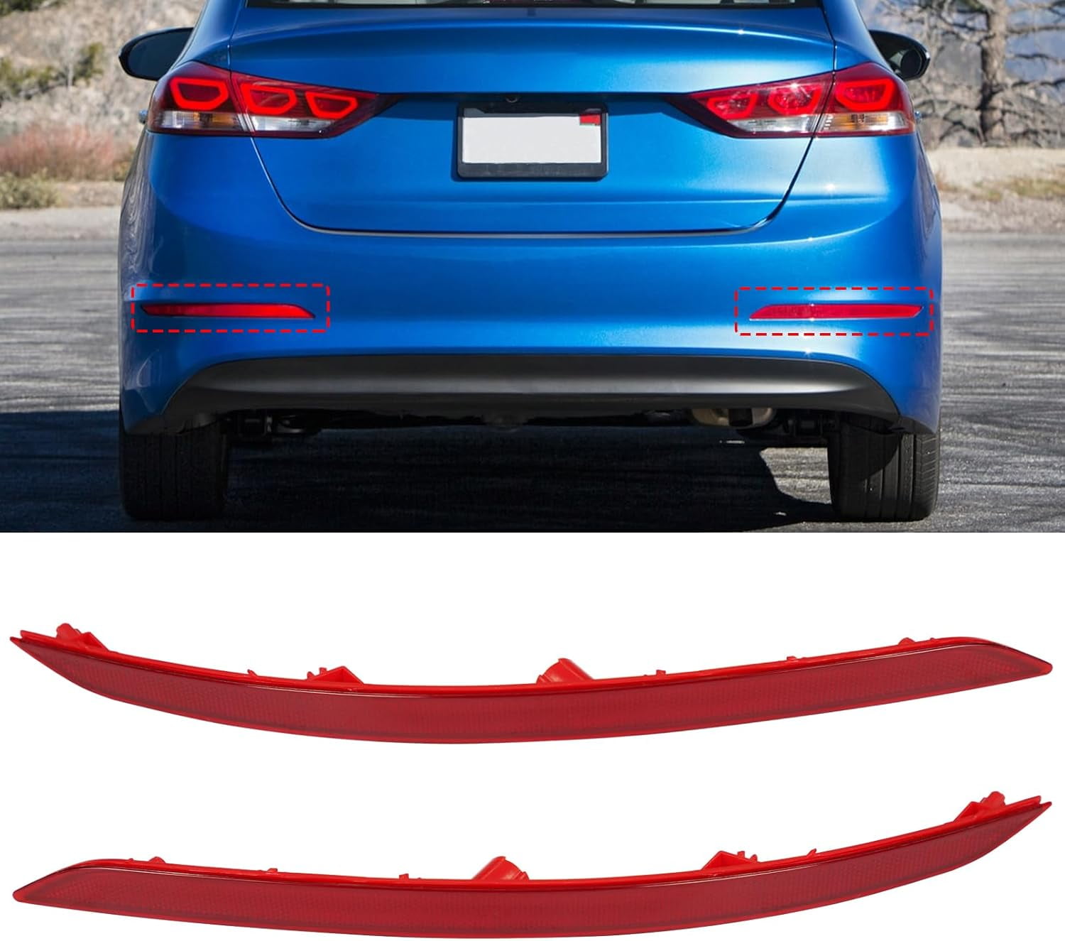 SAIYA Compatible with Hyundai Elantra Rear Bumper Reflector 2017 2018 ...
