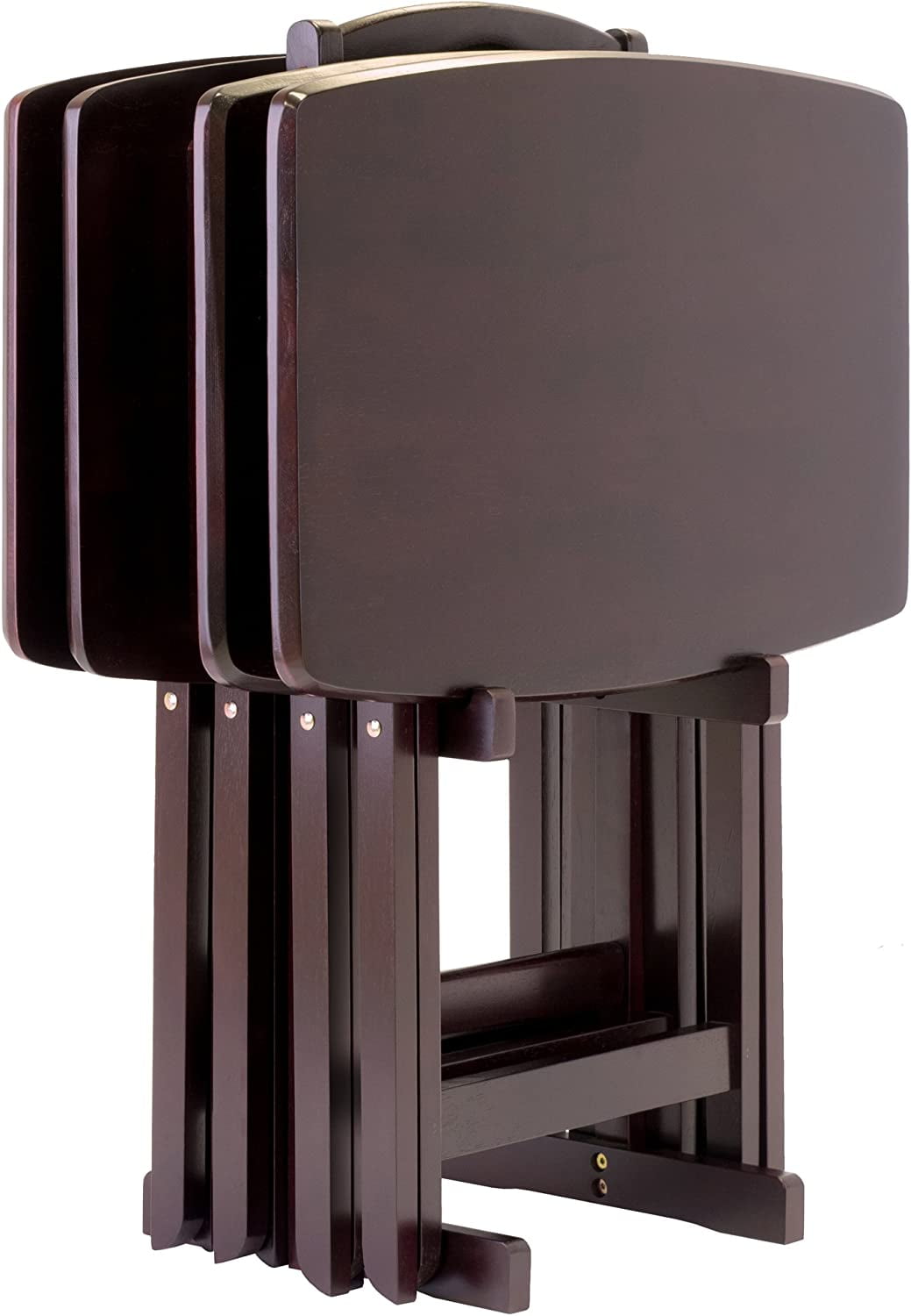 SAIYA Dylan Snack Table Set with Stand - for Living Room, 26", Espresso ...