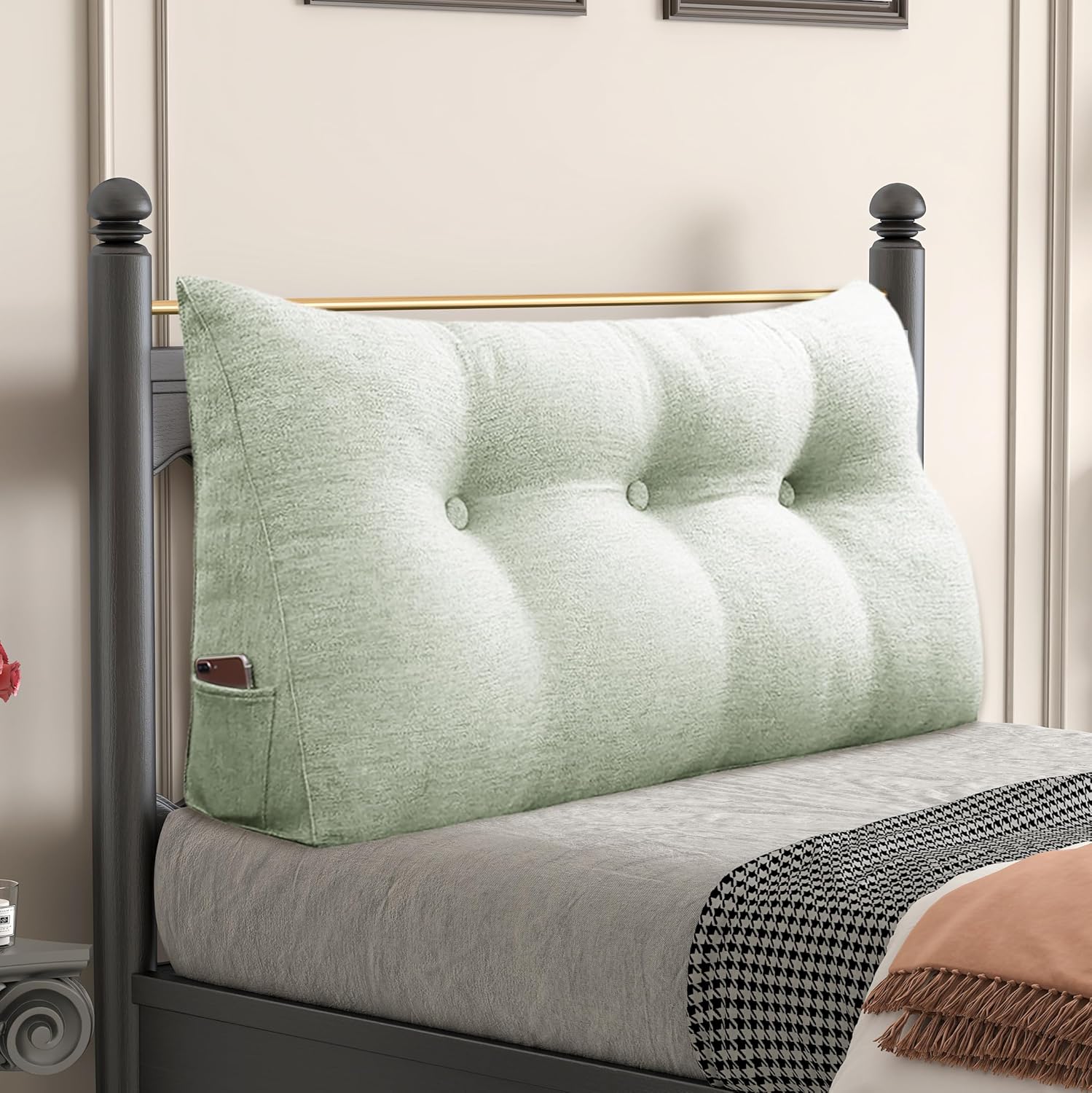 SAIYA Headboard Wedge Pillow Bed Wedge Pillow for Headboard Bolster ...