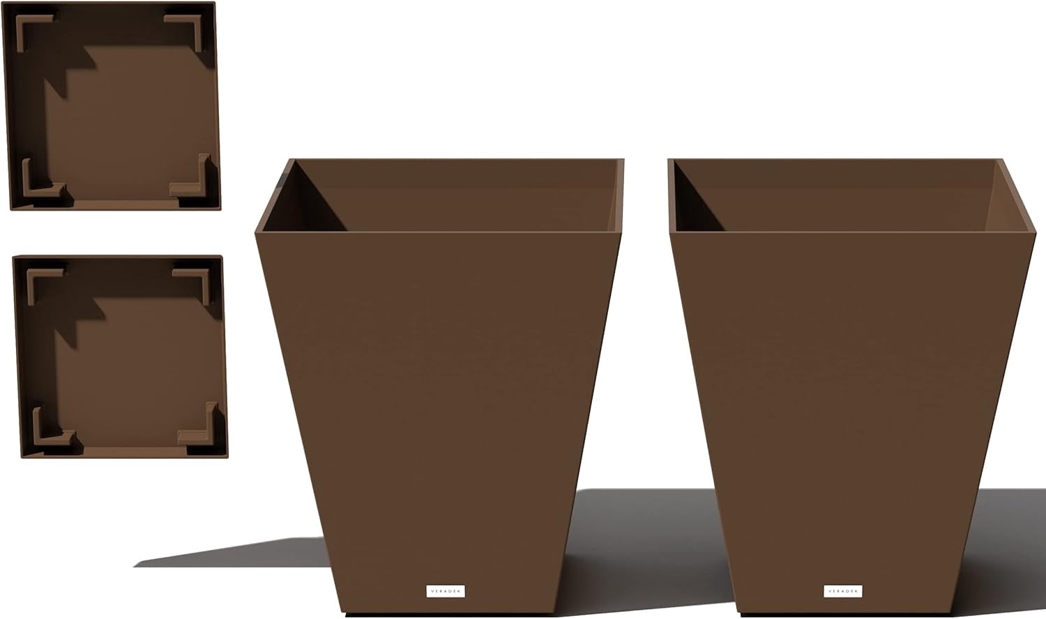 SAIYA Indoor/Outdoor Wide Square Planter (Espresso, 22 inch - 2 Pack ...