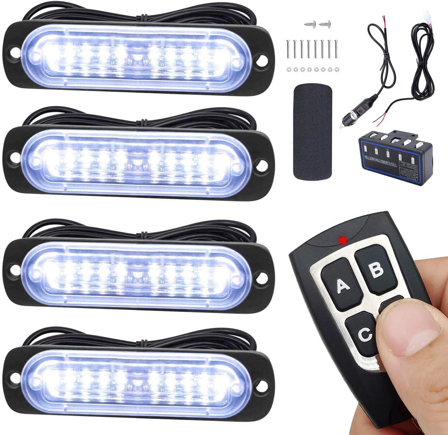 SAIYA Led Warning Lights, 4pcs Emergency Warning Caution Hazard ...