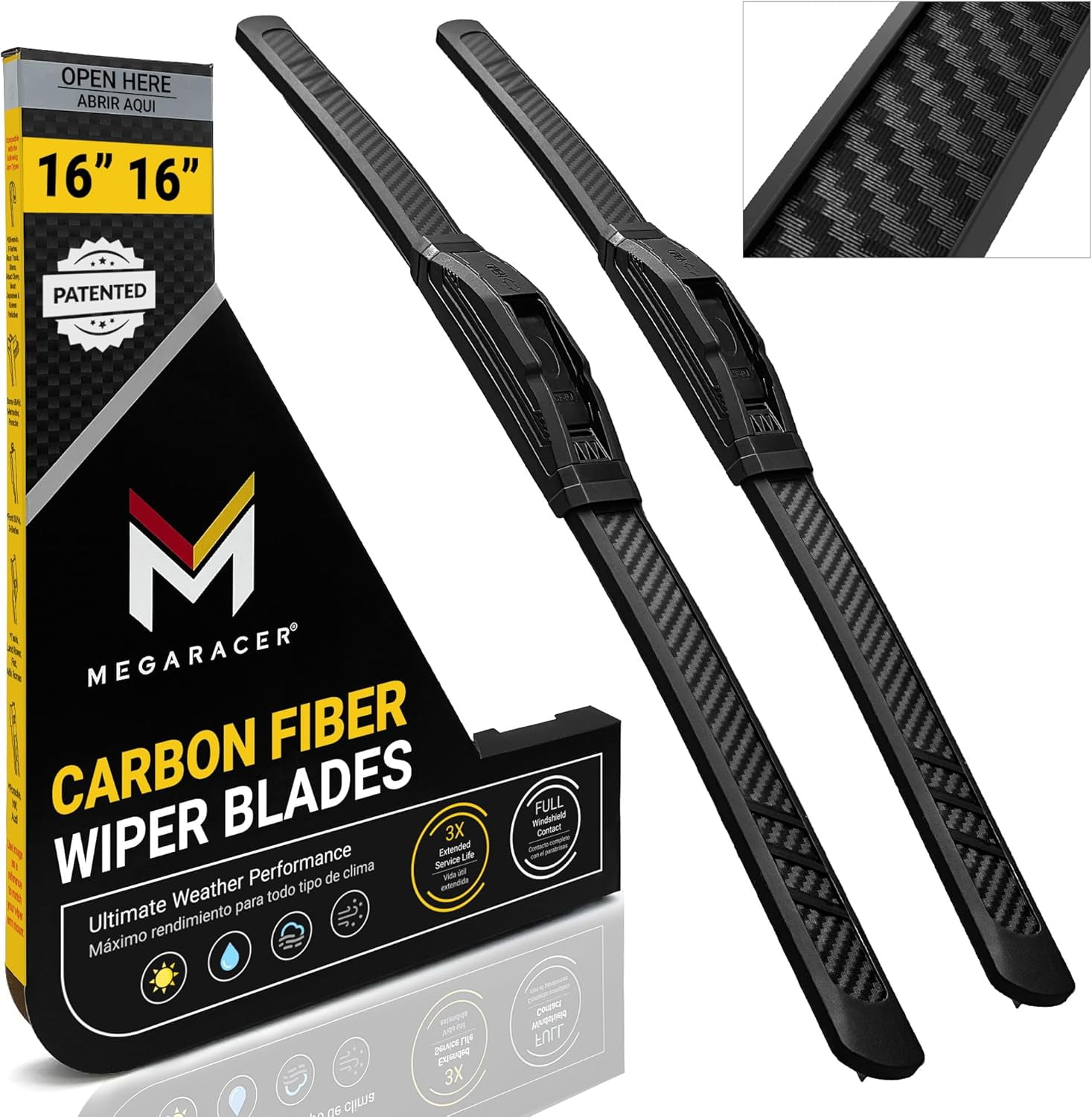 SAIYA Patented OEM Carbon Fiber Windshield Wipers Blades 16"+16" | Fits ...