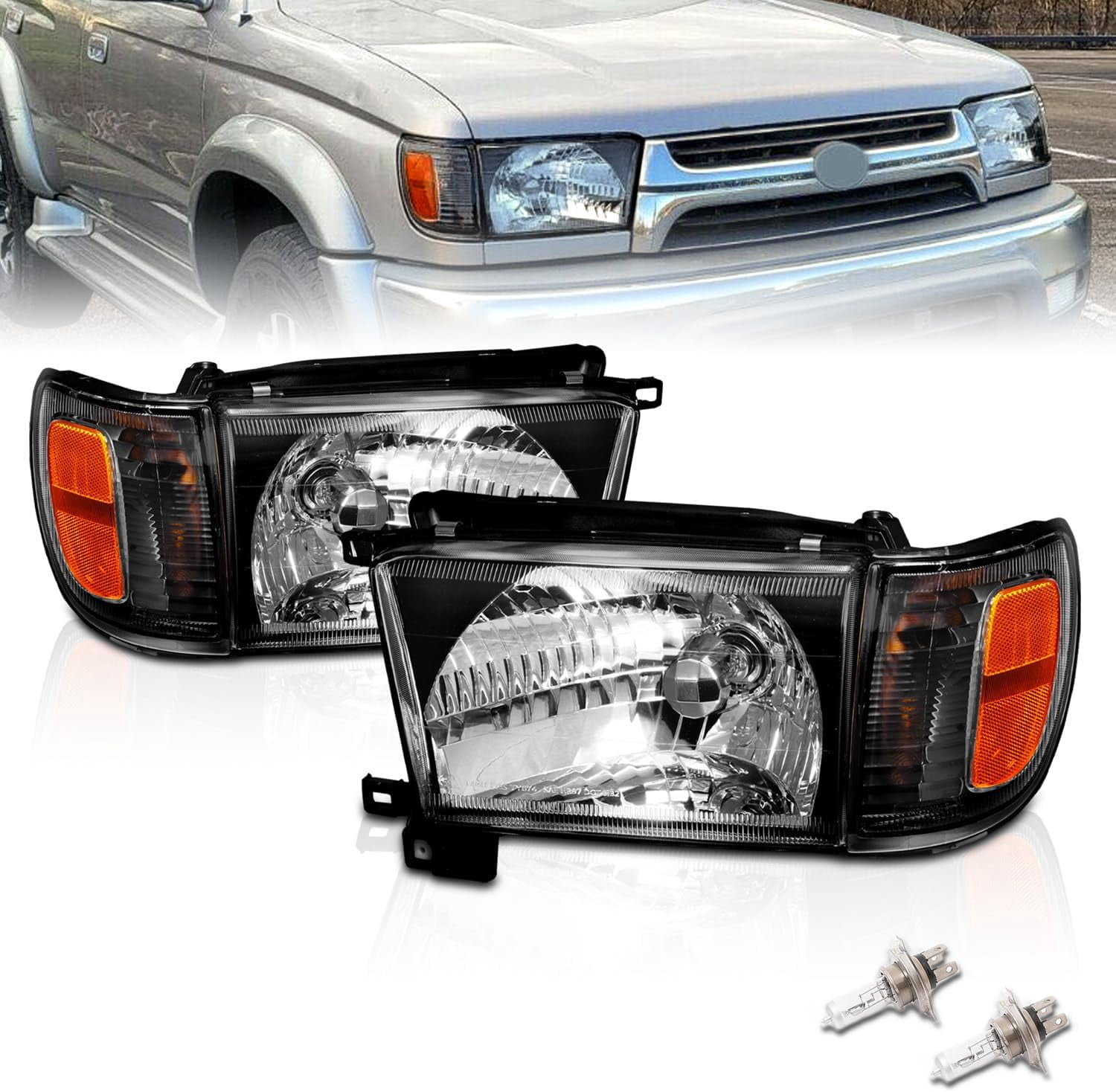 SAIYA Replacement Halogen Headlights With Corner Lamp + Bracket For ...