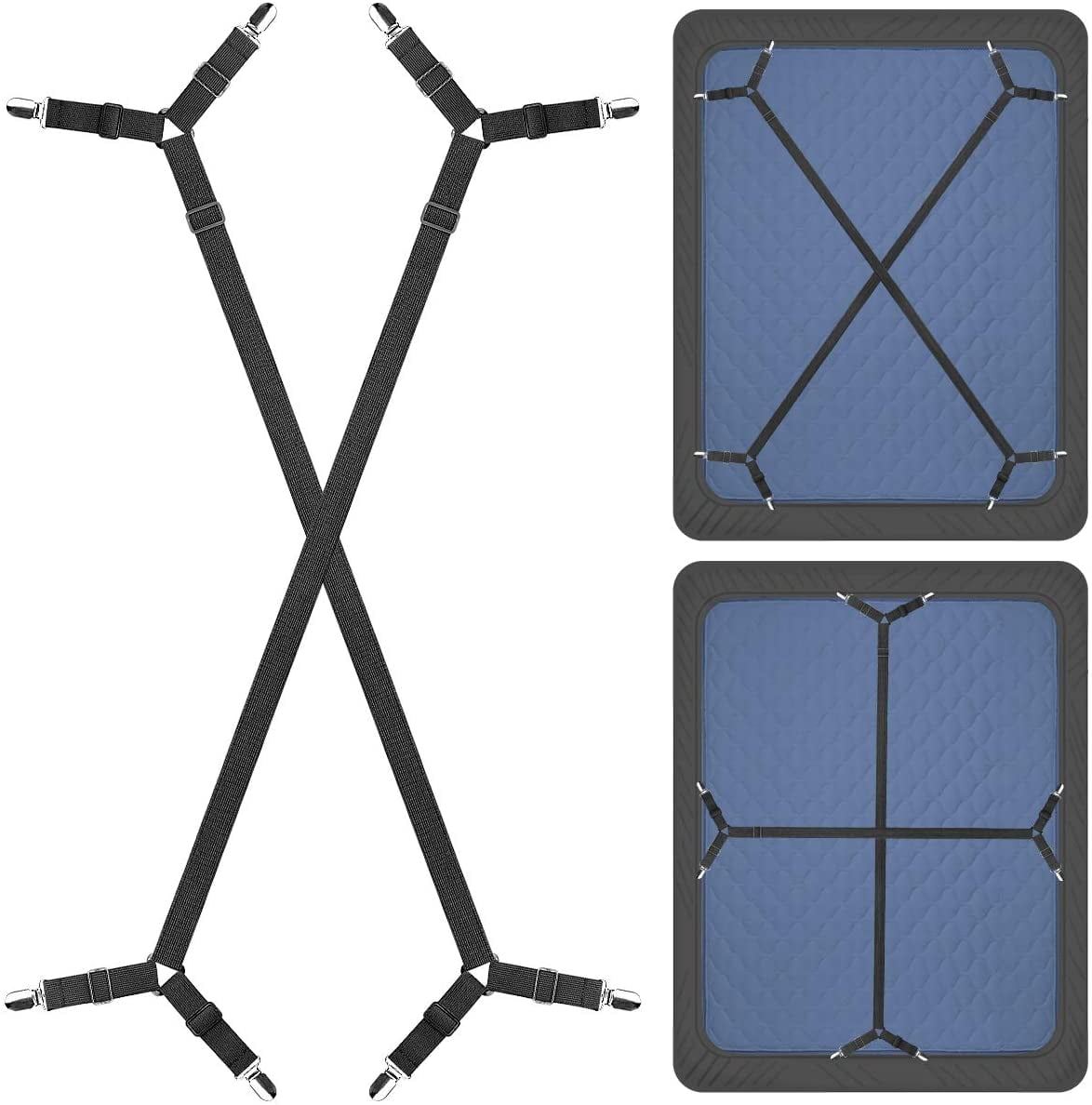 SAIYA Sheet Suspenders Clips, Bed Sheet Straps Mattress Sheet Holders ...