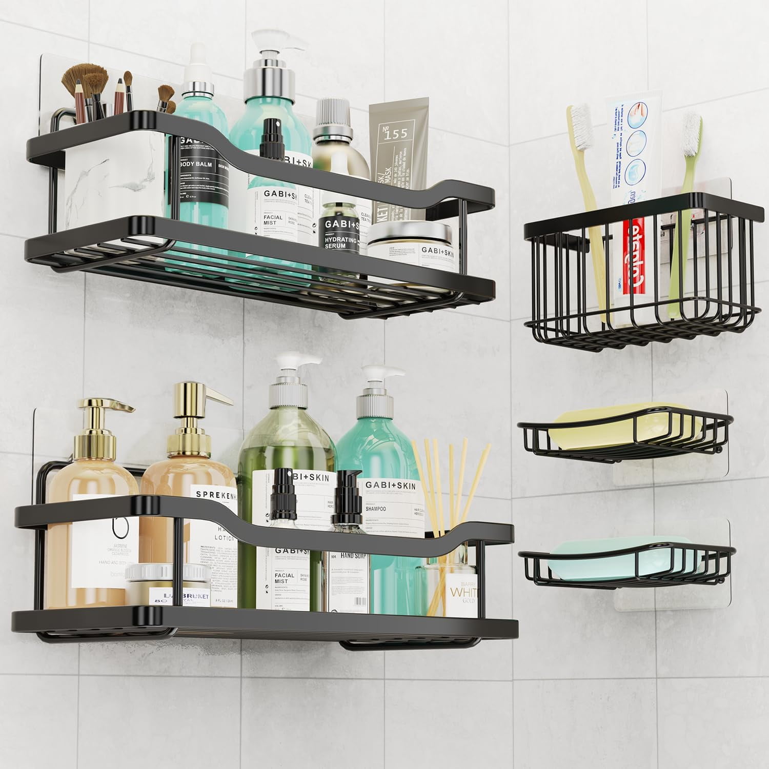 SAIYA Shower Caddy Shelf Organizer,No Drilling Adhesive Bathroom ...