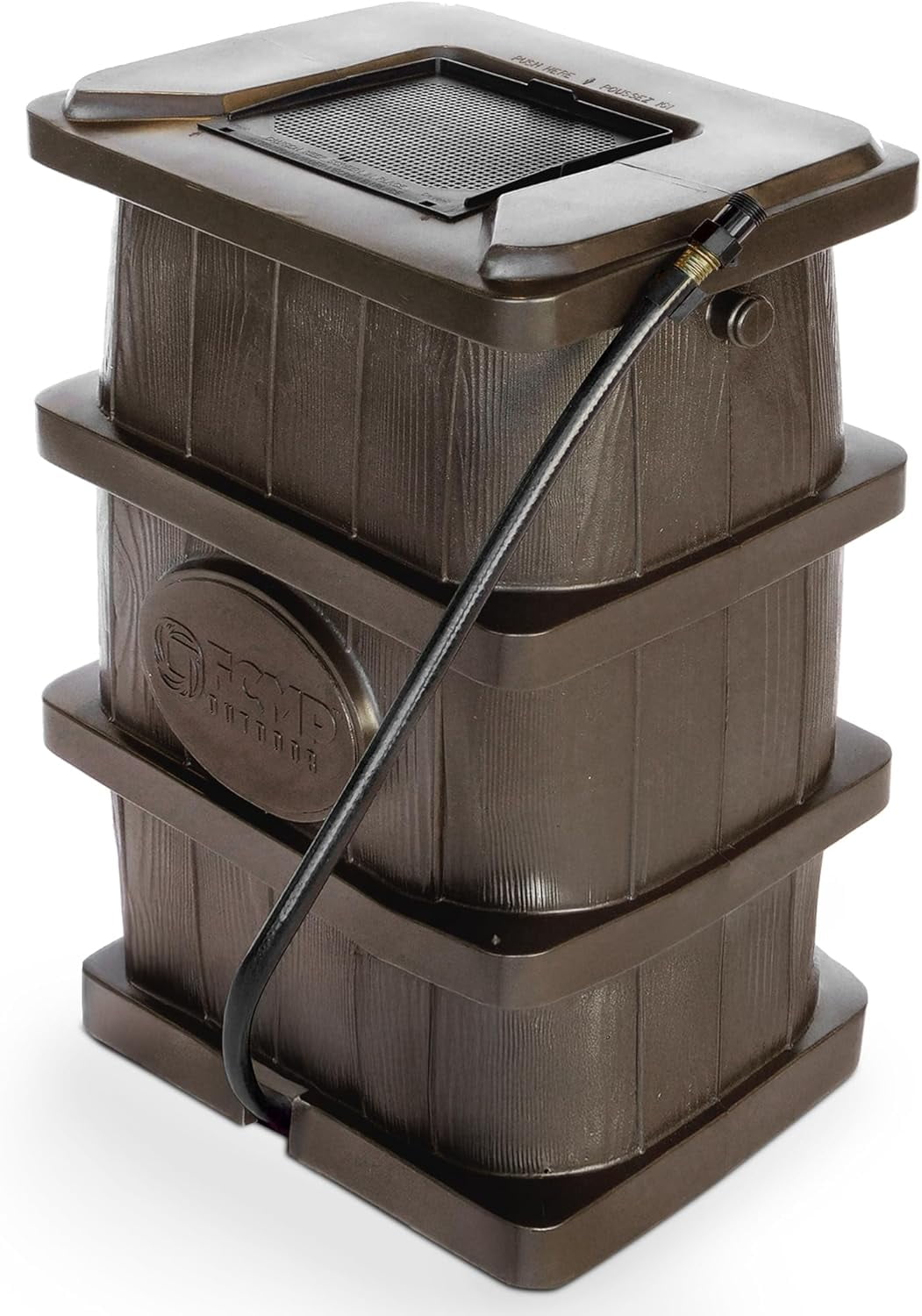 SAIYA Slim Line Design 45-Gallon Wood Grain Outdoor Home Rain Water ...