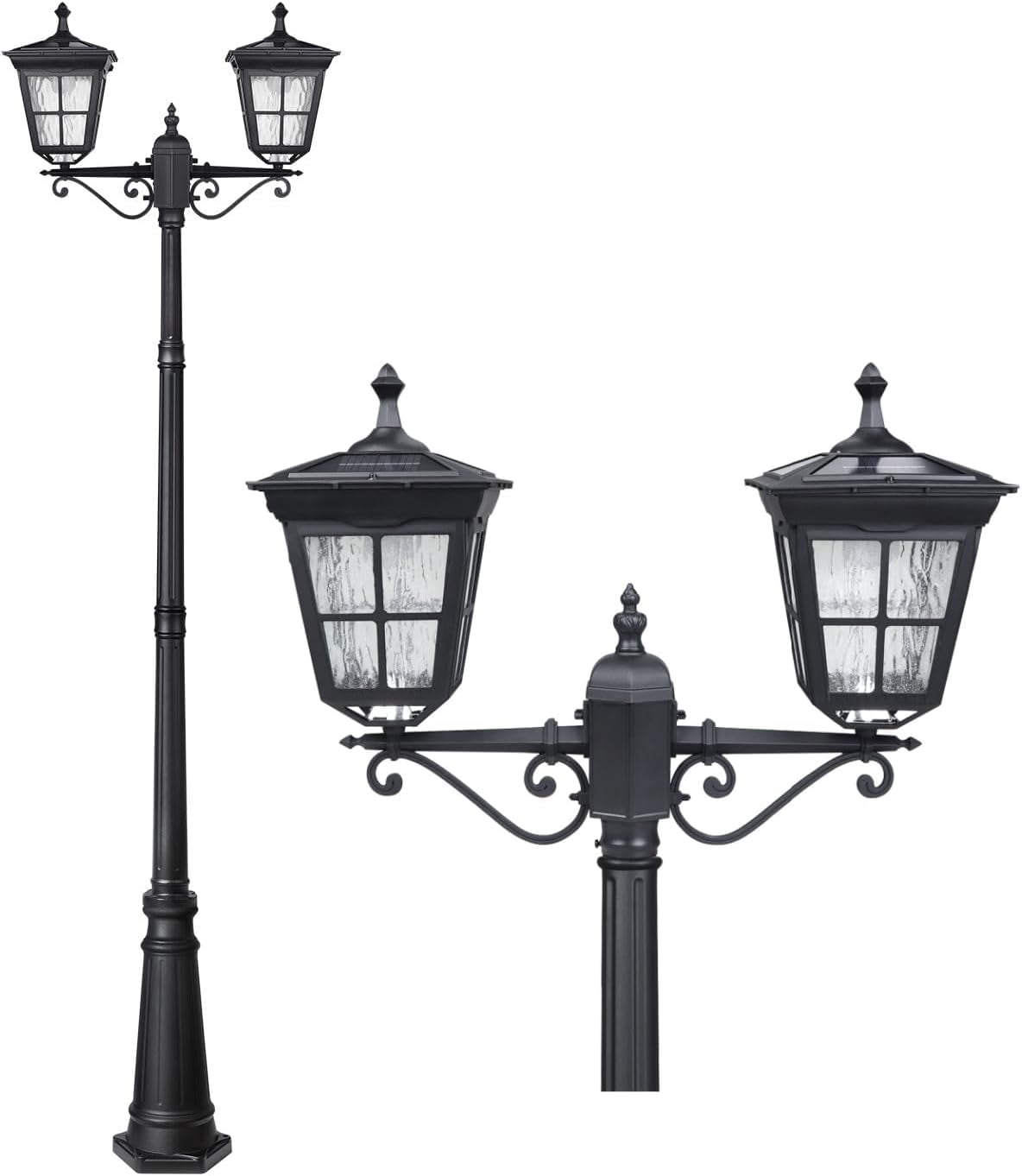 SAIYA Solar Lamp Post Light, ST4311AB1-2 Outdoor Dusk to Dawn Double ...