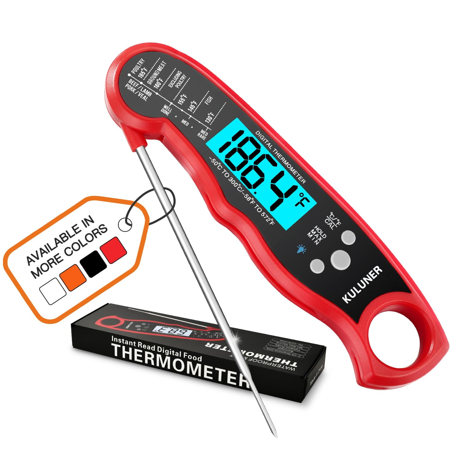 SAIYA TP-01 Waterproof Digital Instant Read Meat Thermometer with 4.6 ...