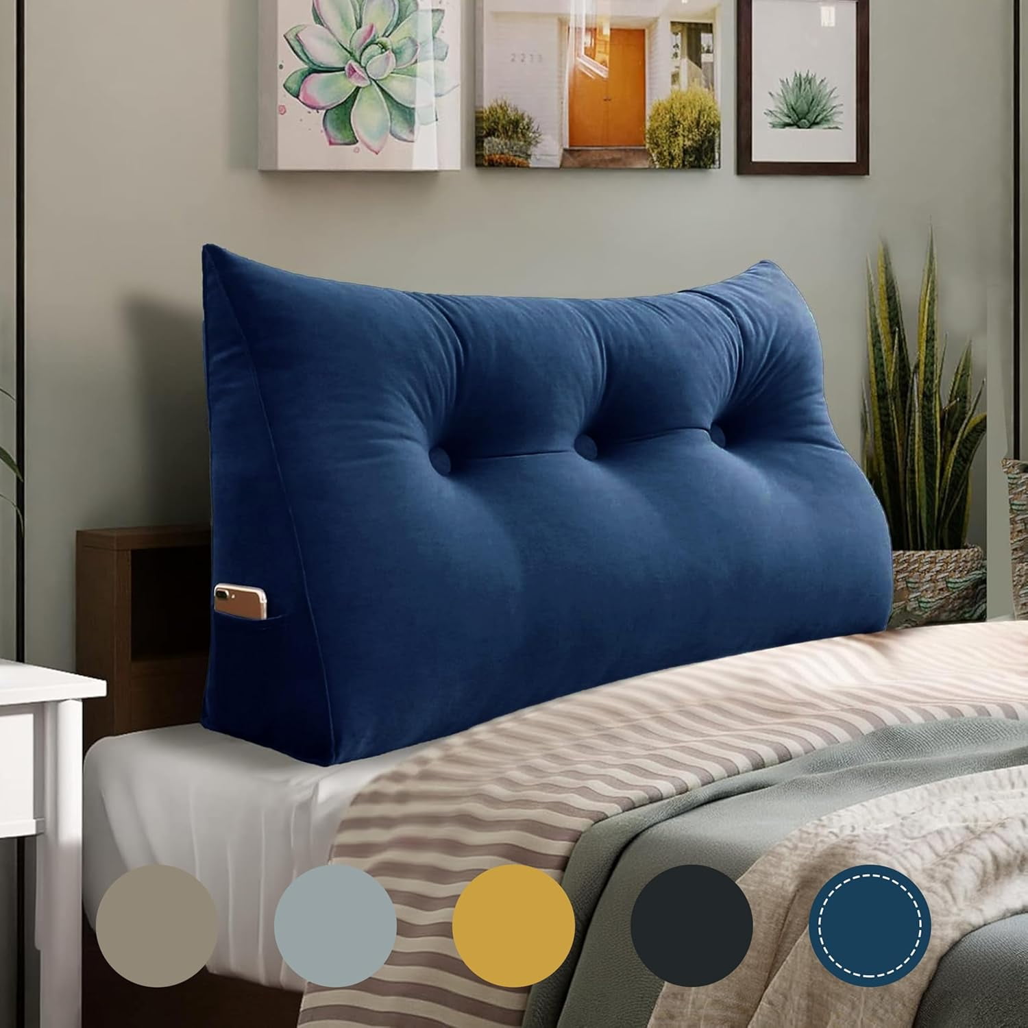 SAIYA Triangular Headboard Pillow Twin Bed Wedge Pillow for Headboard ...