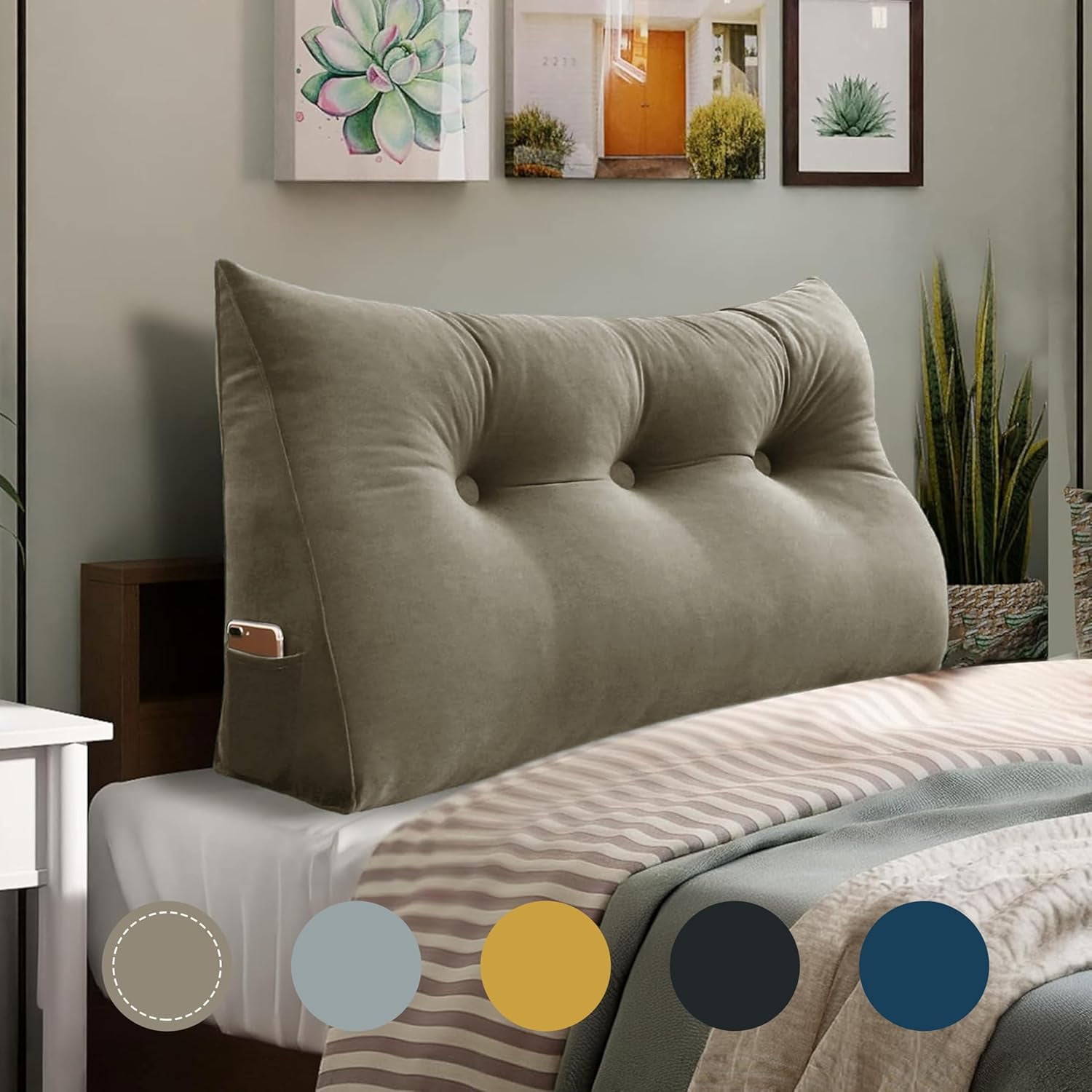 SAIYA Triangular Headboard Pillow Twin Bed Wedge Pillow for Headboard ...