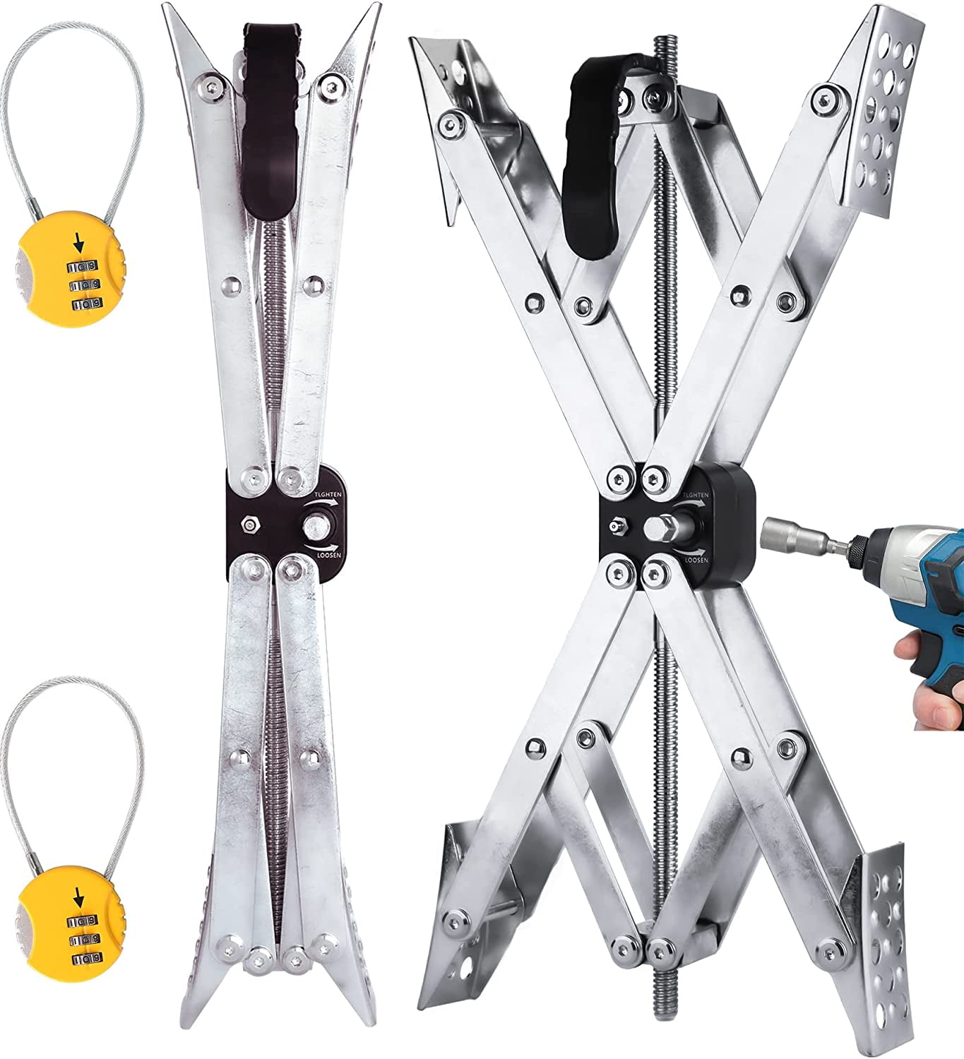 SAIYA Wheel Chock X-Shaped Stabilizer (Allow Drill Adjust) Dual Axel RV ...