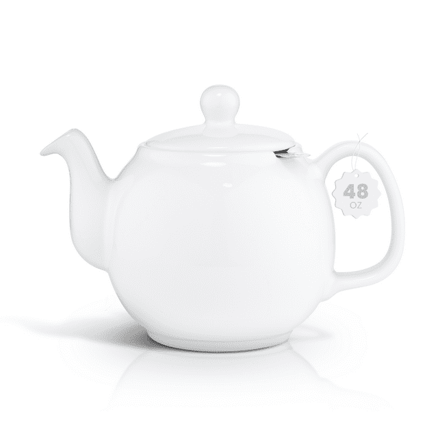 SAKI Fancy Herbal Porcelain Teapot, 48 Ounce with Stainless Steel ...