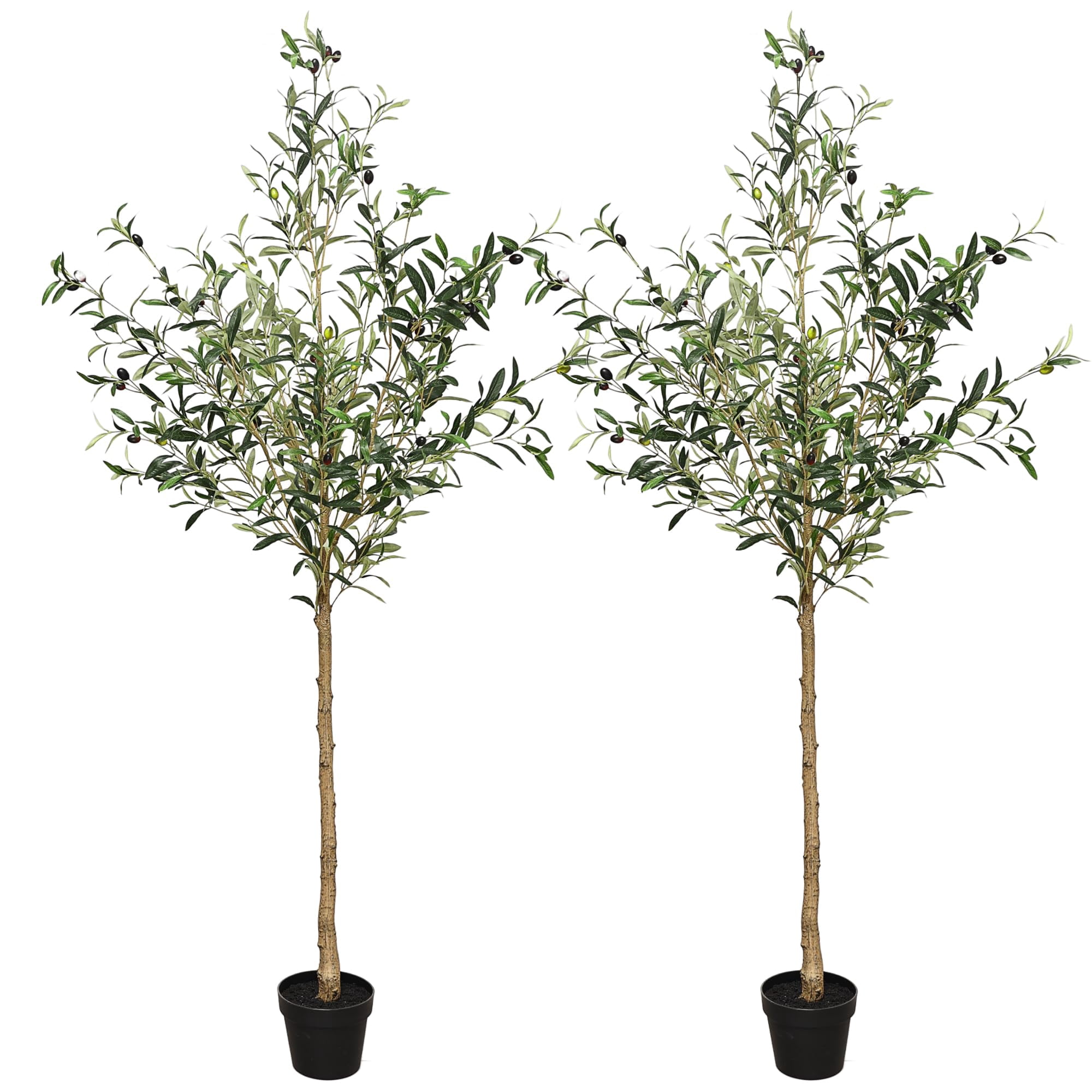 SAKSUN Fake Olive Tree Artificial 6FT Tall 2 Pack Indoor Outdoor Faux ...