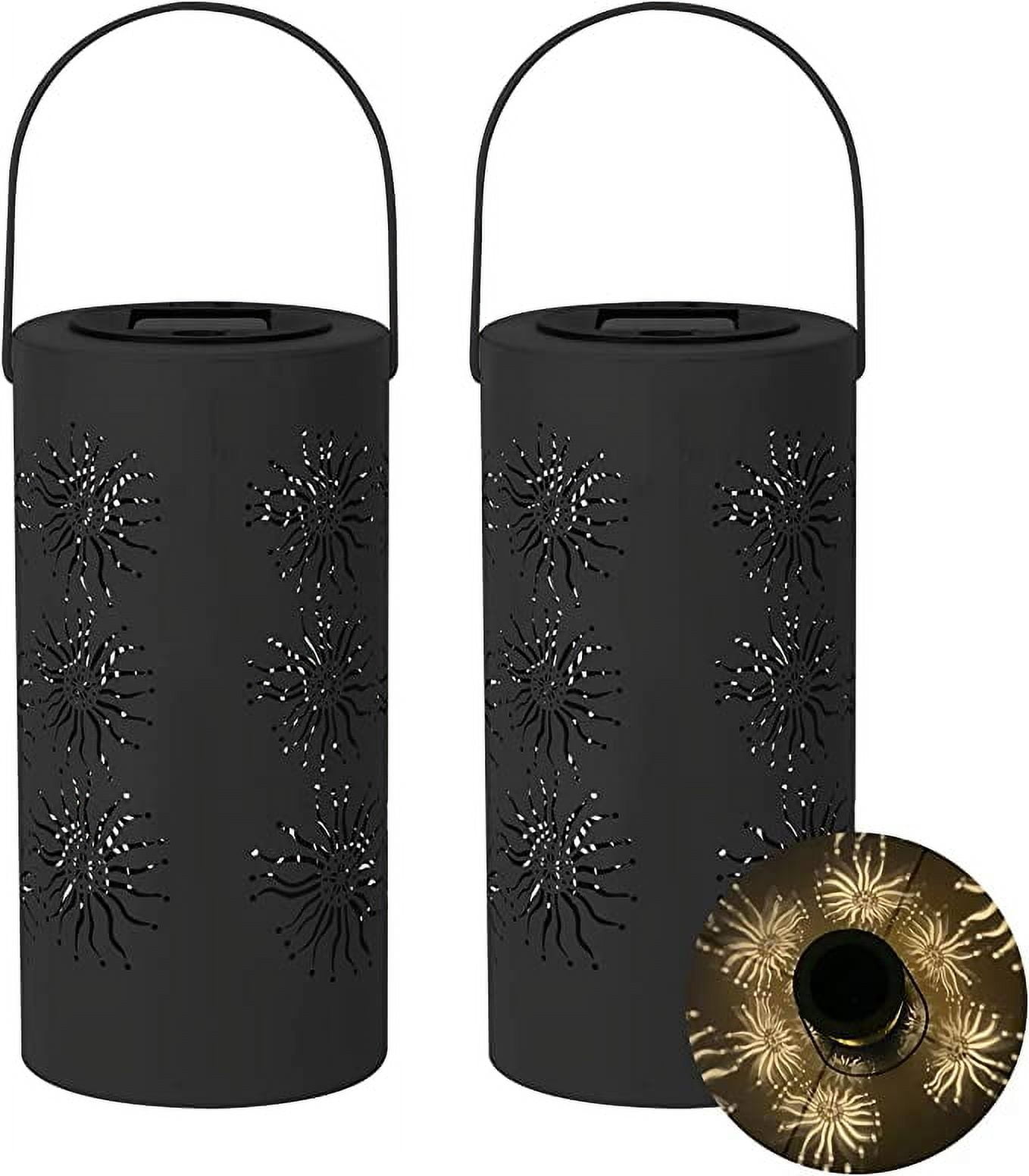 SAKURA Solar Hanging Lantern Outdoor Metal Solar Lamp Sun Patterns LED ...