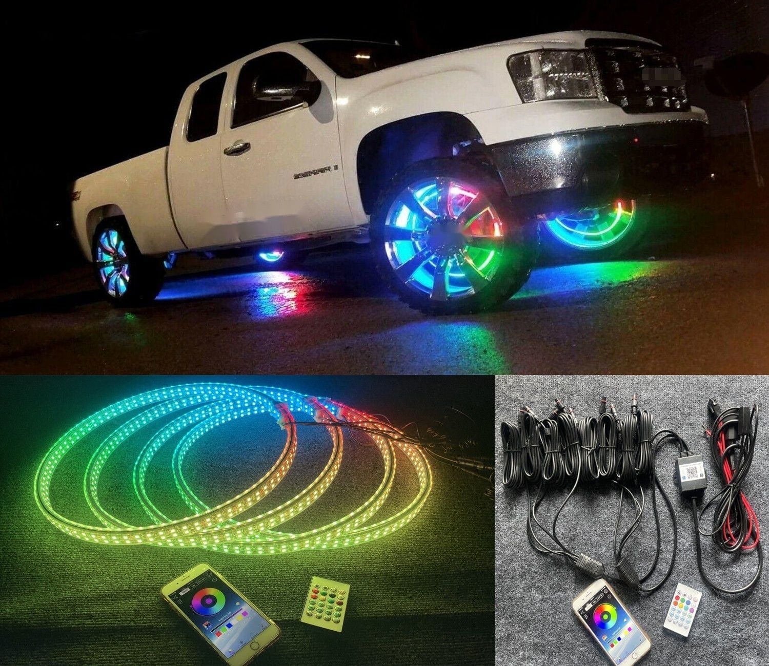 【SALE】17.5" Double Sided DOUBLE ROW CHASING FLOW LED Wheel Rings Lights ...
