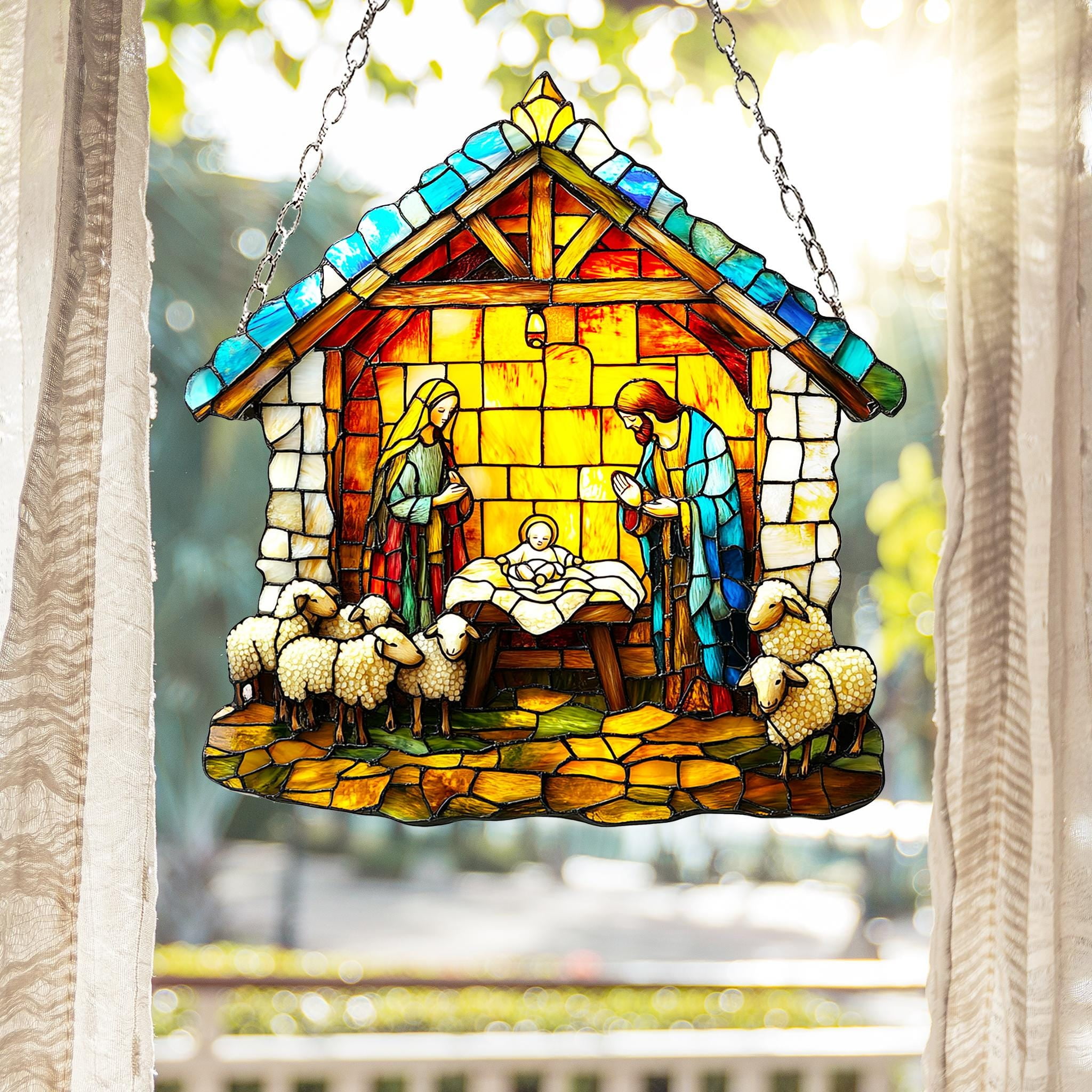 SALE 50 Nativity Jesus Christ ACRYLIC SUNCATCHER Nativity Scene Window ...
