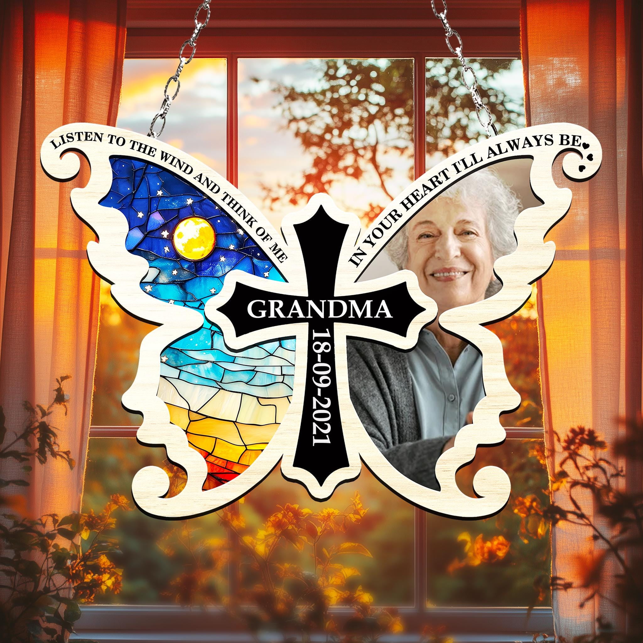 SALE 50 Personalized Butterfly Memorial Suncatcher Custom Photo Window ...