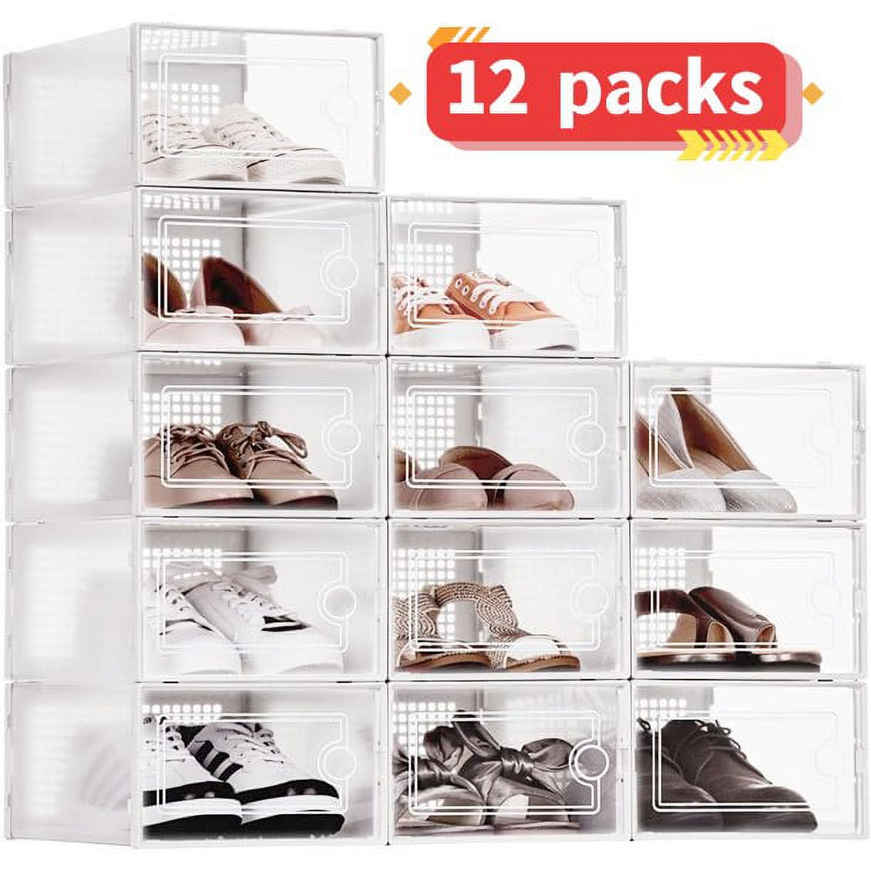 SALE CLEARANCE [US-W]Shoe Storage Boxes 12 Pack Clear Plastic Stackable ...