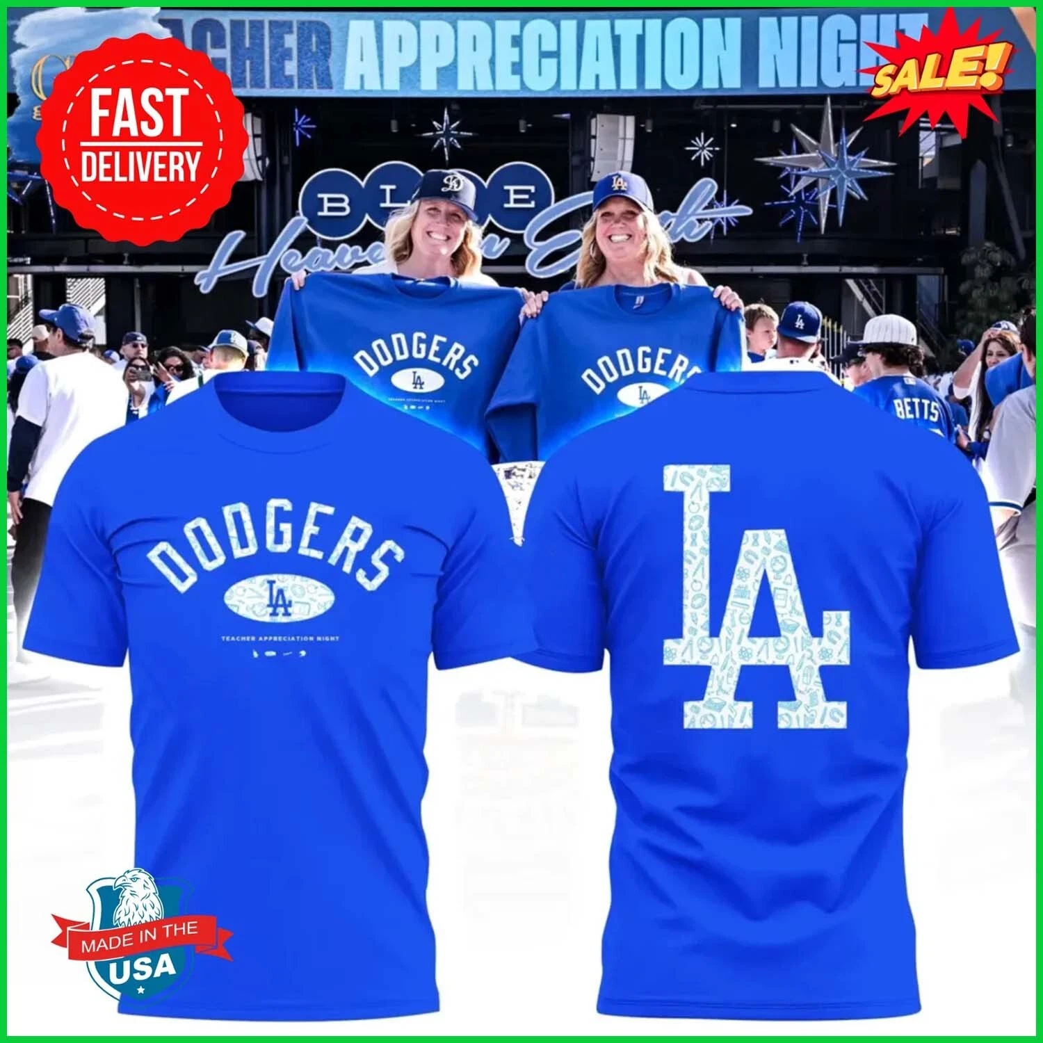 SALE - Dodger Teacher Appreciation Night 2025 Limited Edition T-Shirt Unisex Full Size - Walmart.com