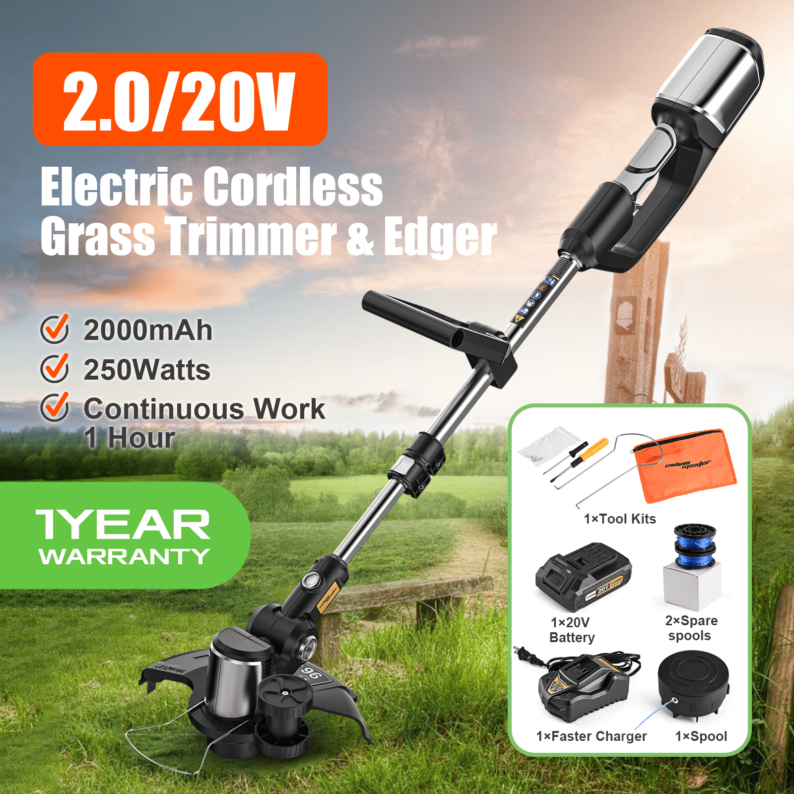 SALEM MASTER Cordless Electric String Trimmers 3-in-1 Weed Eater 21V 2 ...