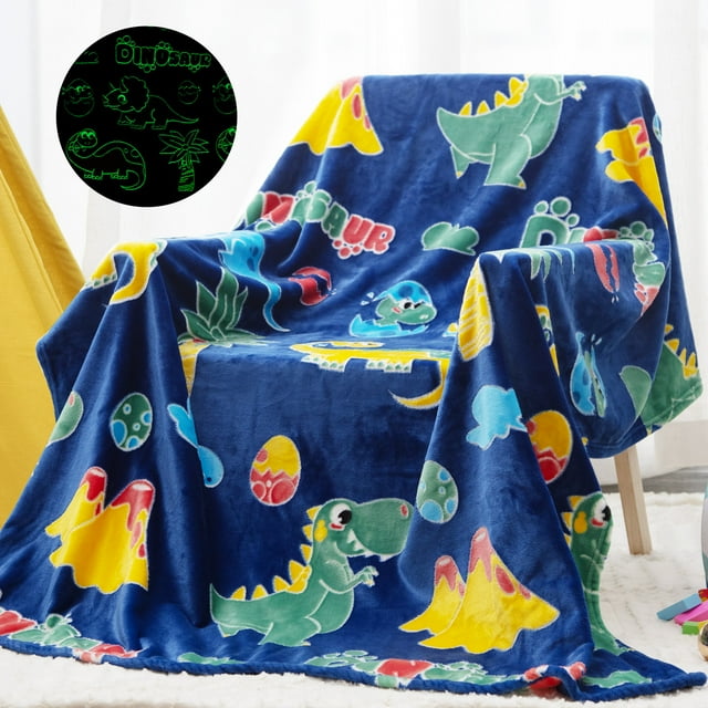 SALIMAH Glow in the Dark Dinosaur Blanket Gifts for Boys,Dino Soft Kids ...