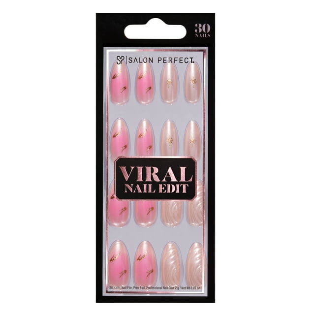 SALON PERFECT PRESS ON NAILS, 312 VIRAL NAIL EDIT, 3D AURA FRENCH, FAKE ...