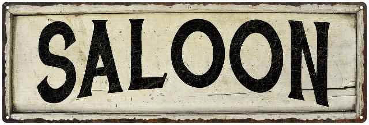 SALOON Farmhouse Style Wood Look Sign Gift 6x18 Metal Decor ...